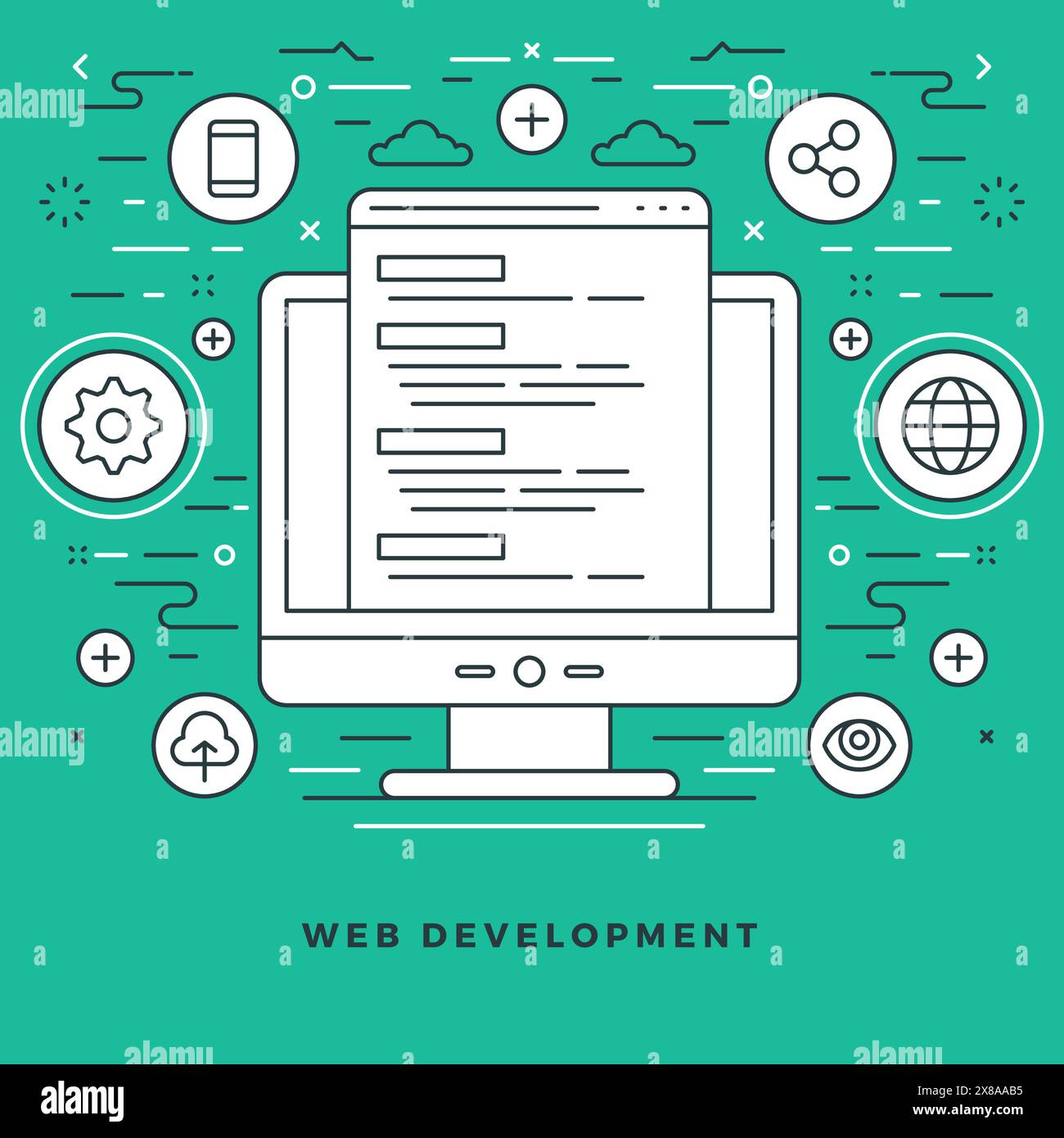 Flat line Vector illustration. Modern thin linear stroke icons. Website ...