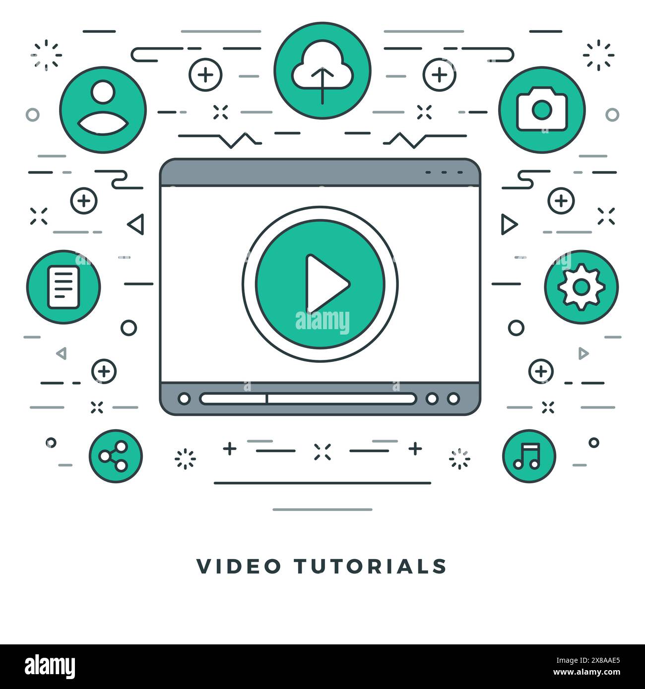 Flat line Vector illustration. Modern thin linear stroke icons. Website ...