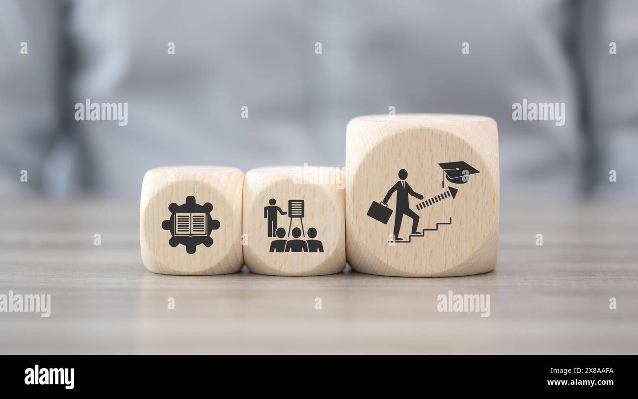 Wooden blocks with symbol of continuing education concept Stock Photo ...