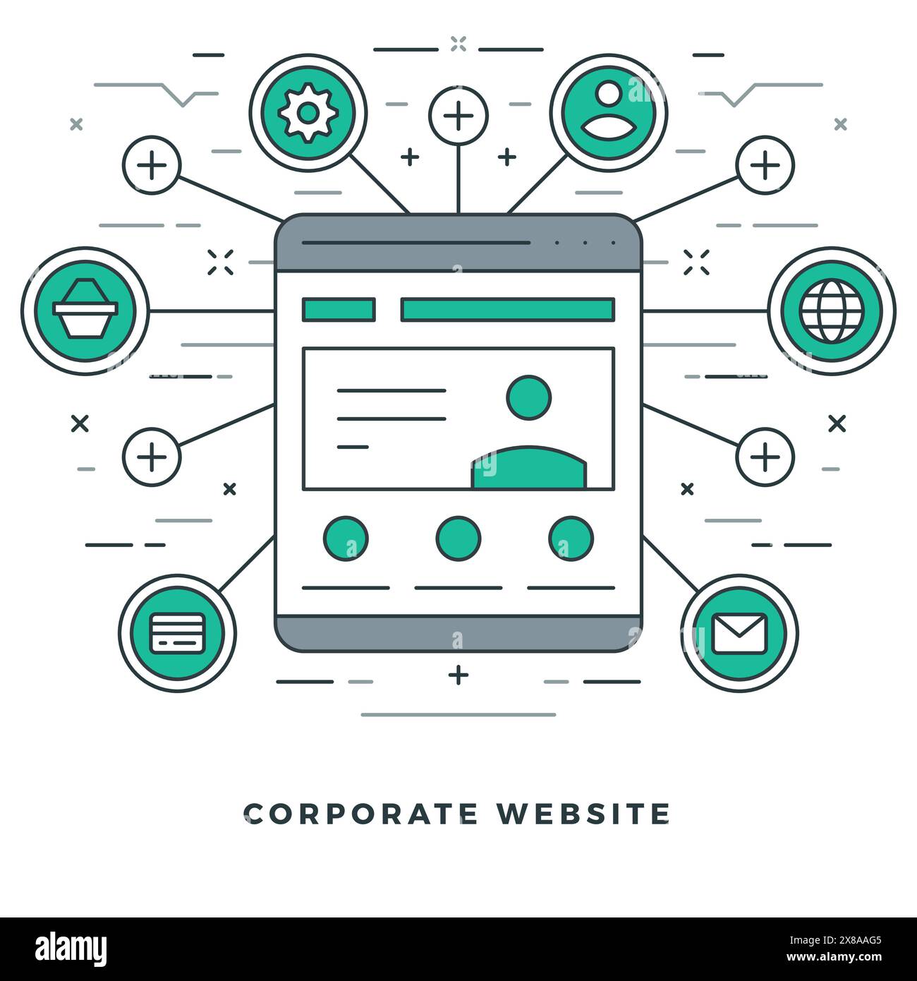 Flat line Vector illustration. Modern thin linear stroke icons. Website ...