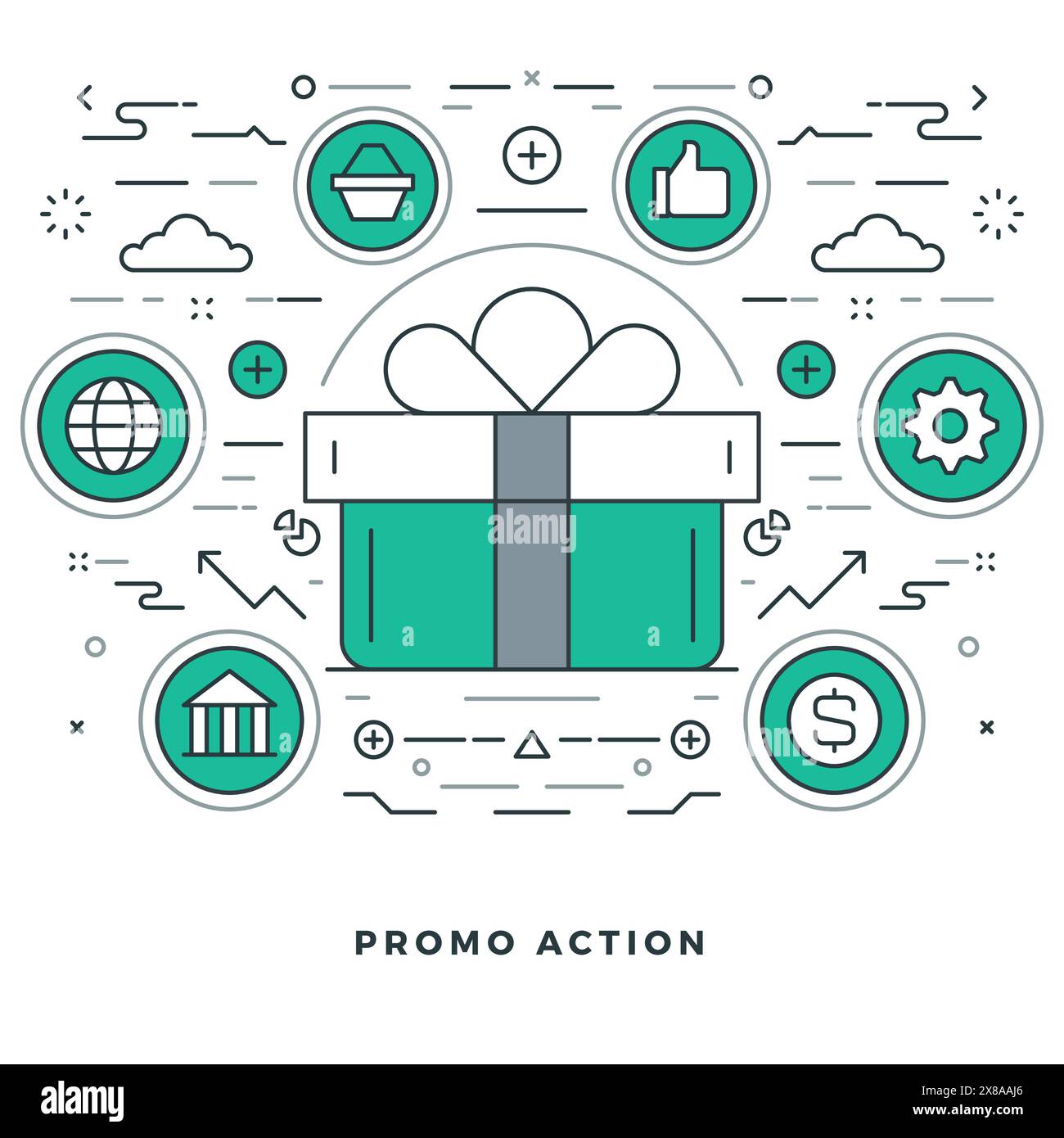 Flat line Vector illustration. Modern thin linear stroke icons. Website ...