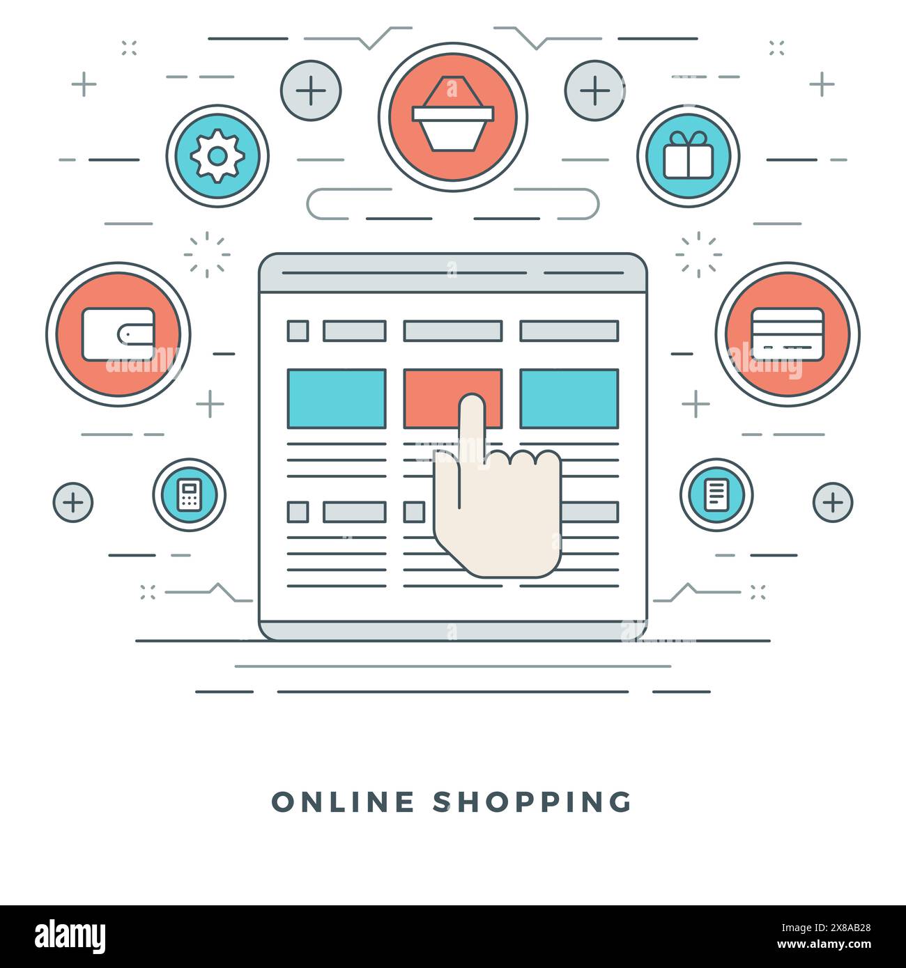 Flat line Vector illustration. Modern thin linear stroke icons. Website ...