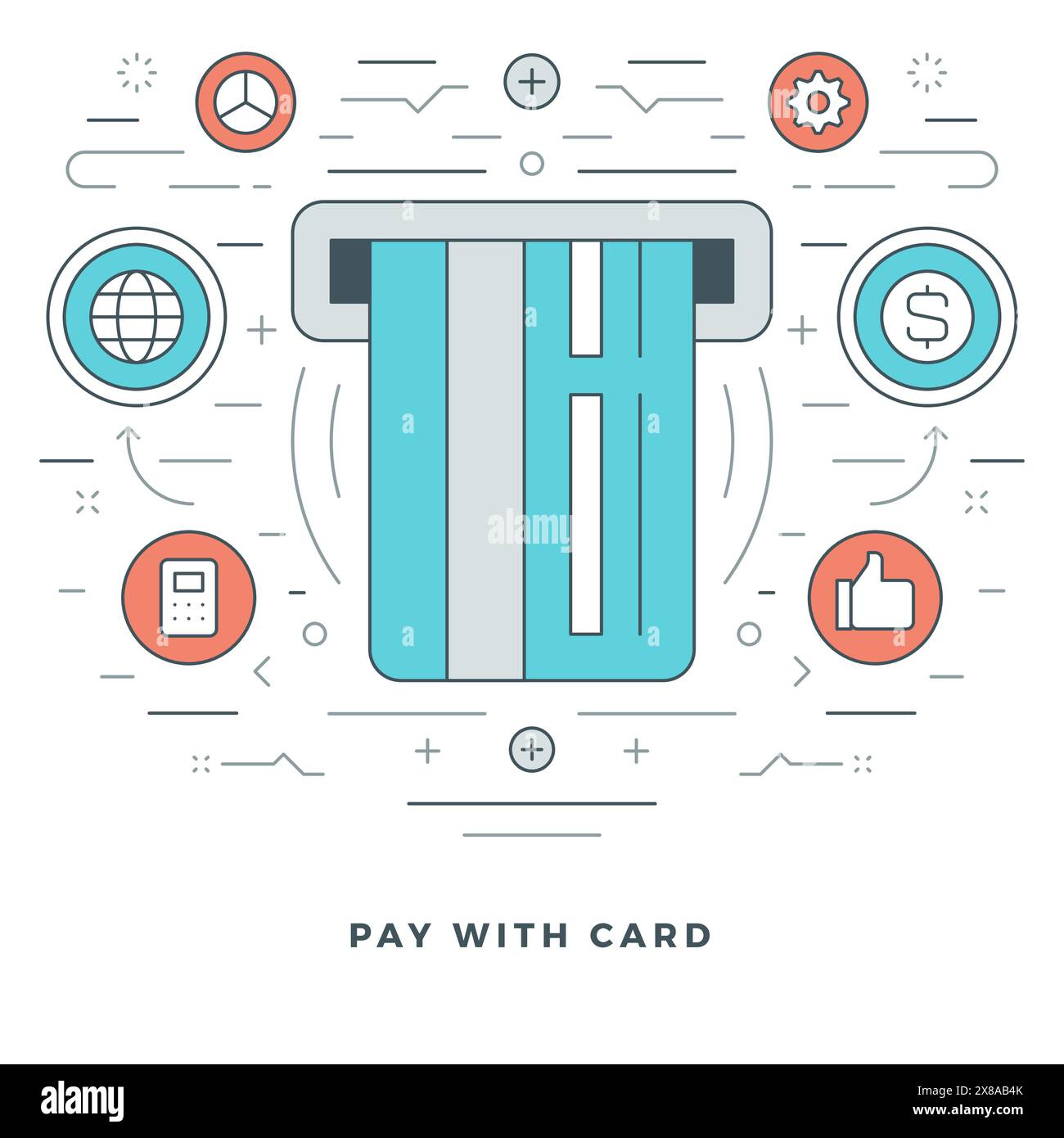 Flat line Business Concept Credit Card Payment. Vector illustration ...