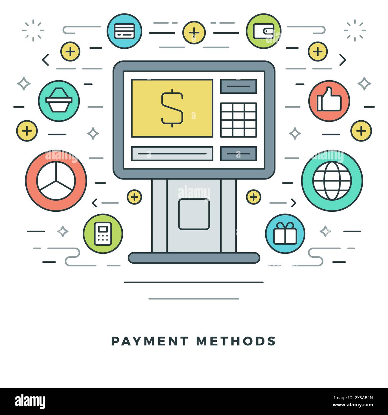 Flat line Vector illustration. Modern thin linear stroke icons. Website ...