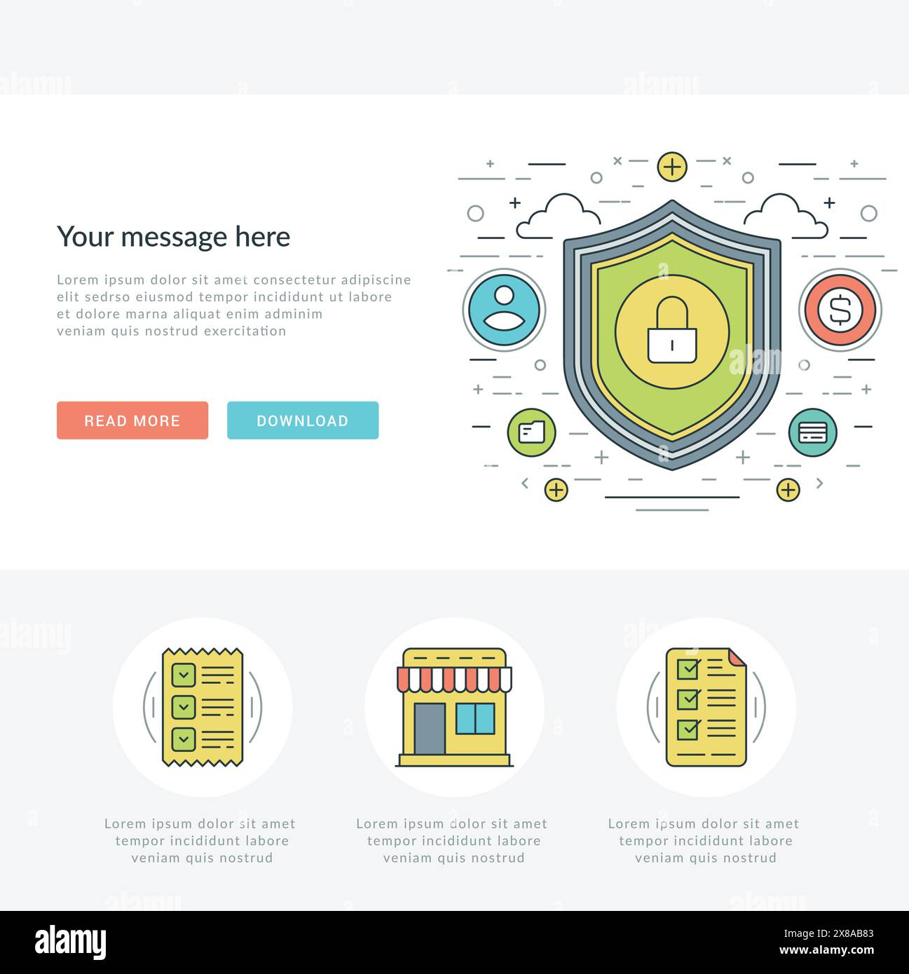 Flat line Business Concept Web Site Header Vector illustration. Modern ...