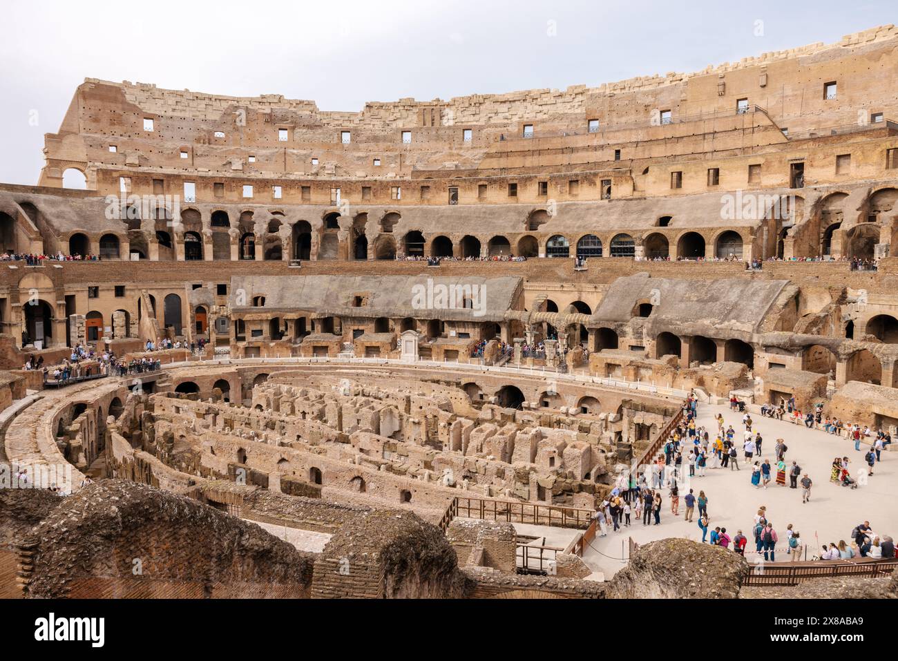 Crowds of tourists visiting the Colosseum inside. Rome, Italy Stock ...