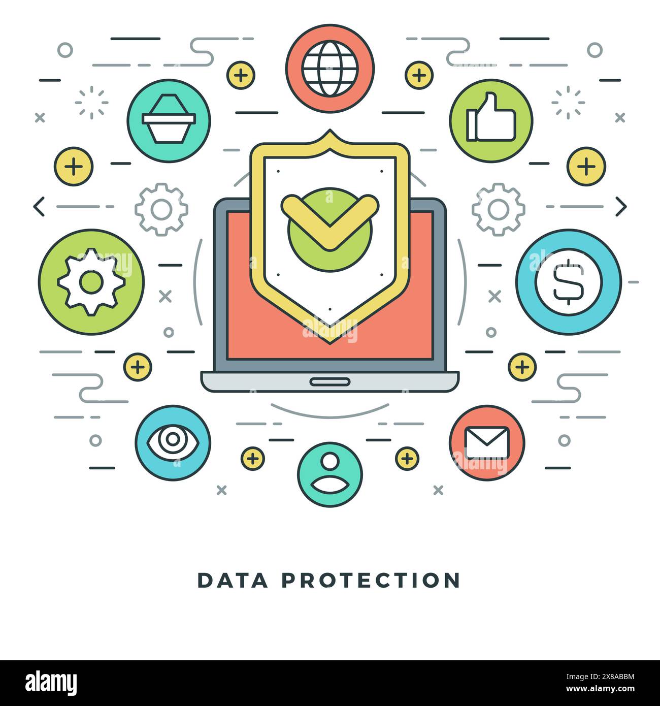 Flat line Vector illustration. Modern thin linear stroke icons. Website ...