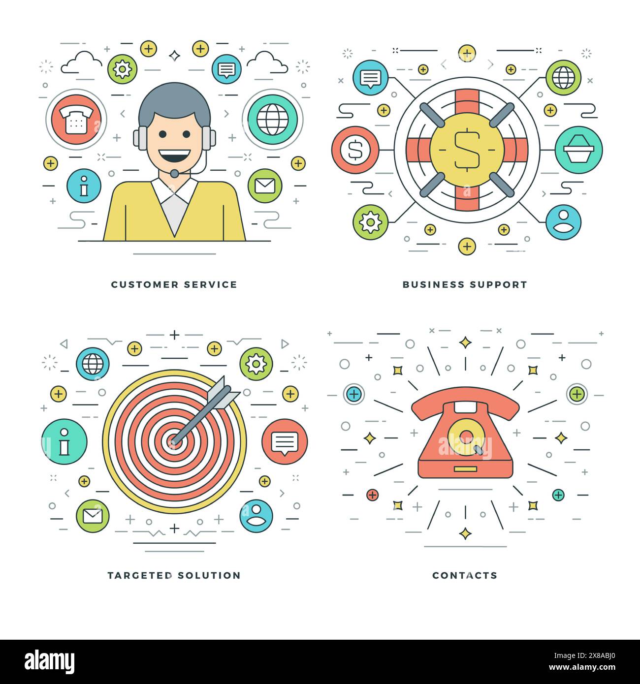 Flat line Customer Services, Support, Target Solution, Business Success ...