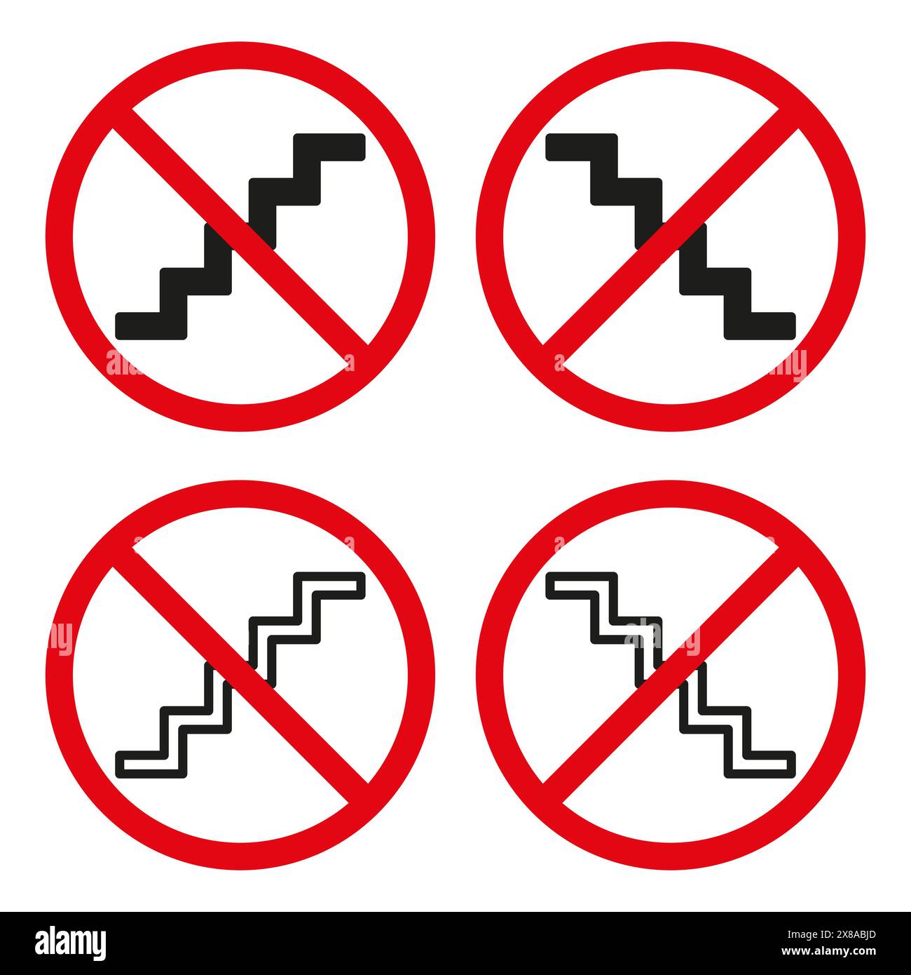 No stair access symbols. Staircase prohibited Vector icons Stock Vector ...