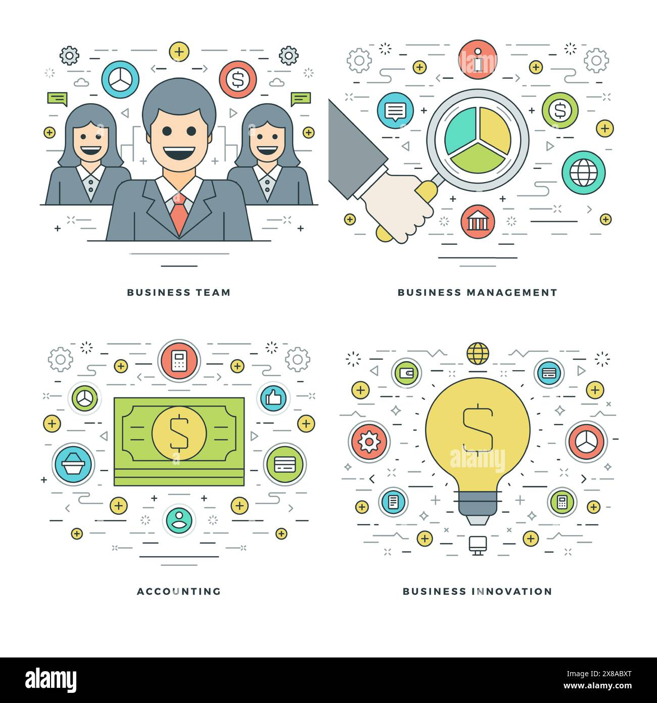 Flat line Management, Finance Accounting, Innovations, Business Team ...