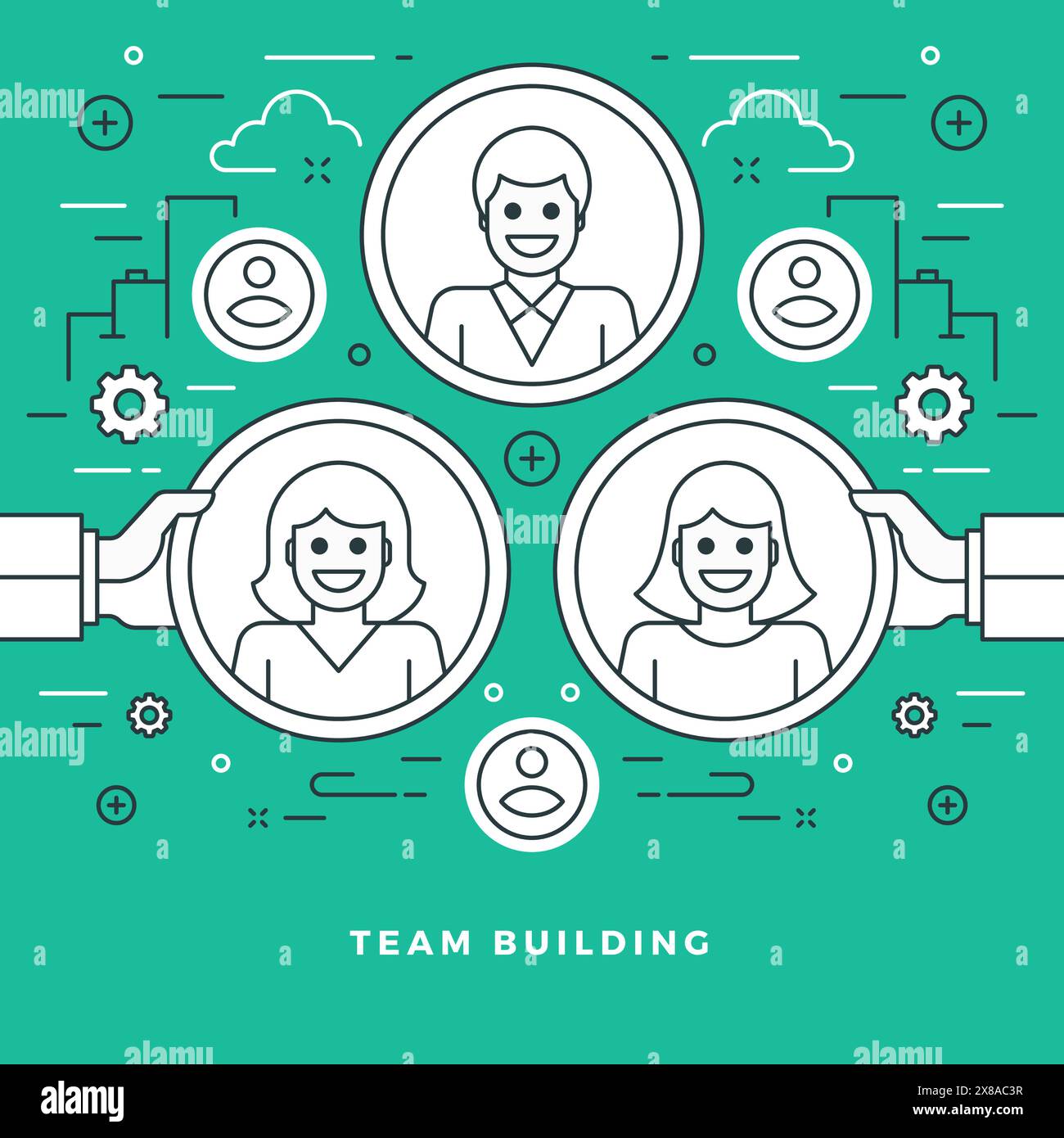 Flat line Vector illustration. Modern thin linear stroke icons. Website Header Graphics, Banner ...