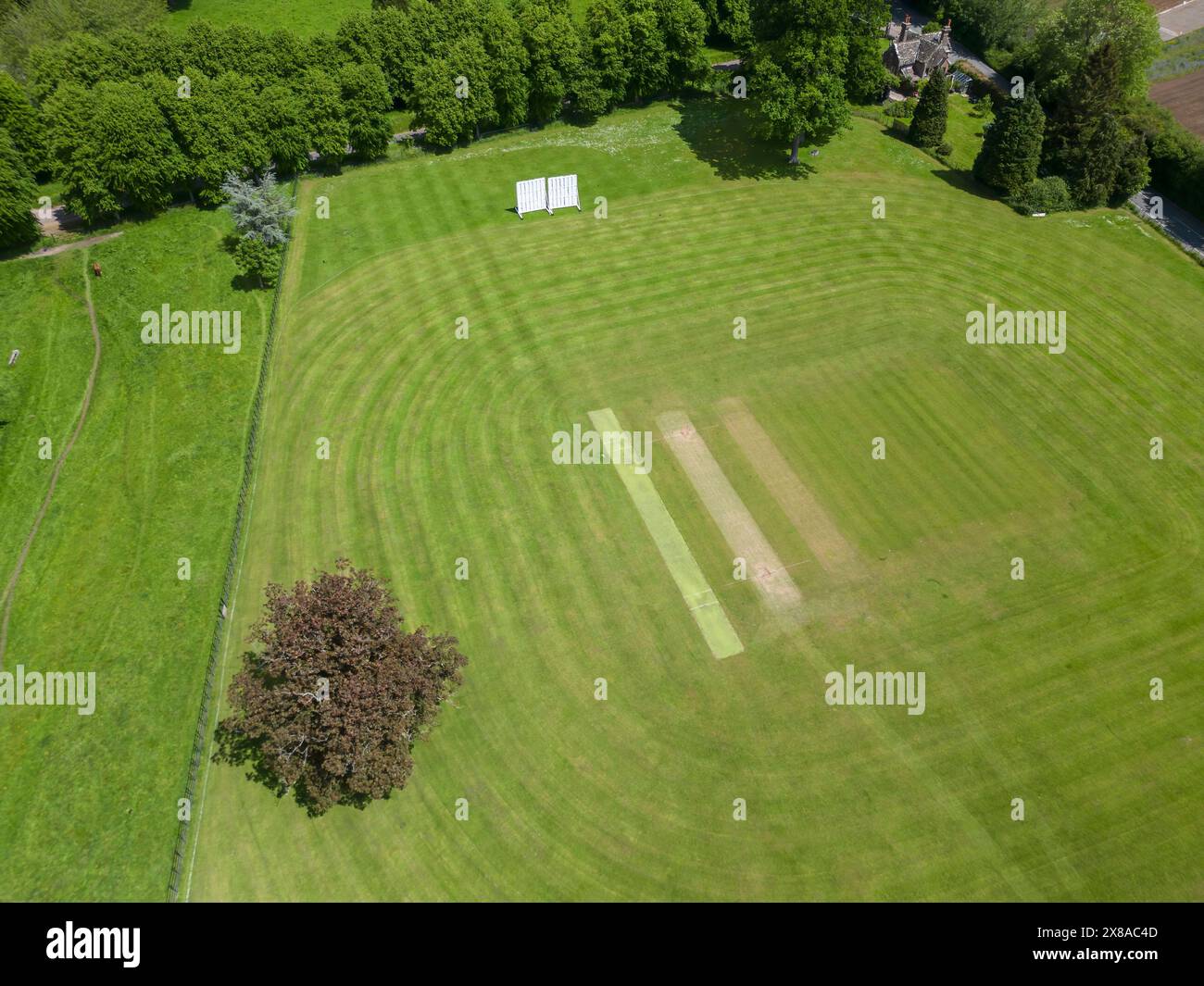 aerial view of the fine cricket pitch in cuckfield village west sussex ...