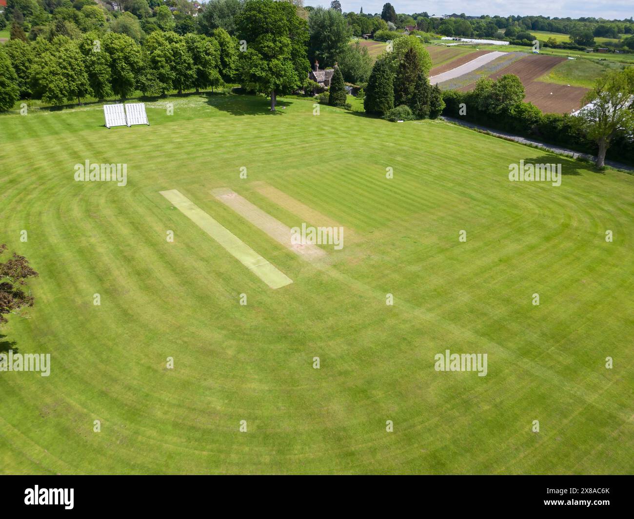 aerial view of the fine cricket pitch in cuckfield village west sussex ...