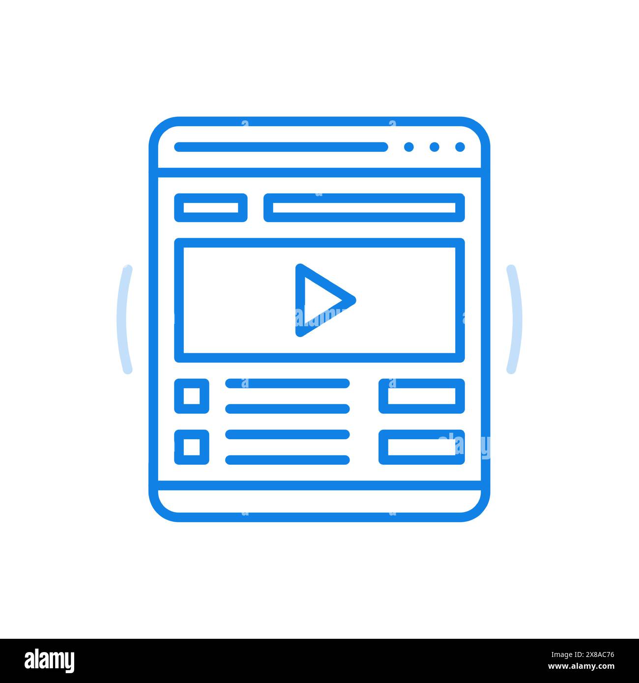 Web video player vector line icon. Convenient media interface and high quality playback. Screen ...