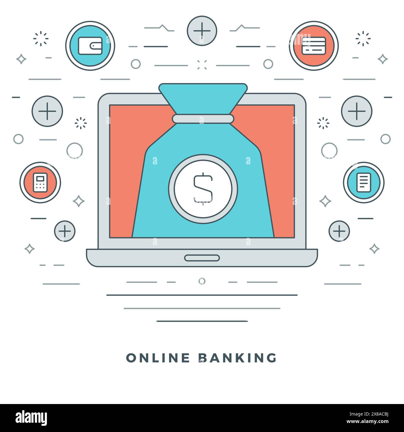 Flat line Vector illustration. Modern thin linear stroke icons. Website ...