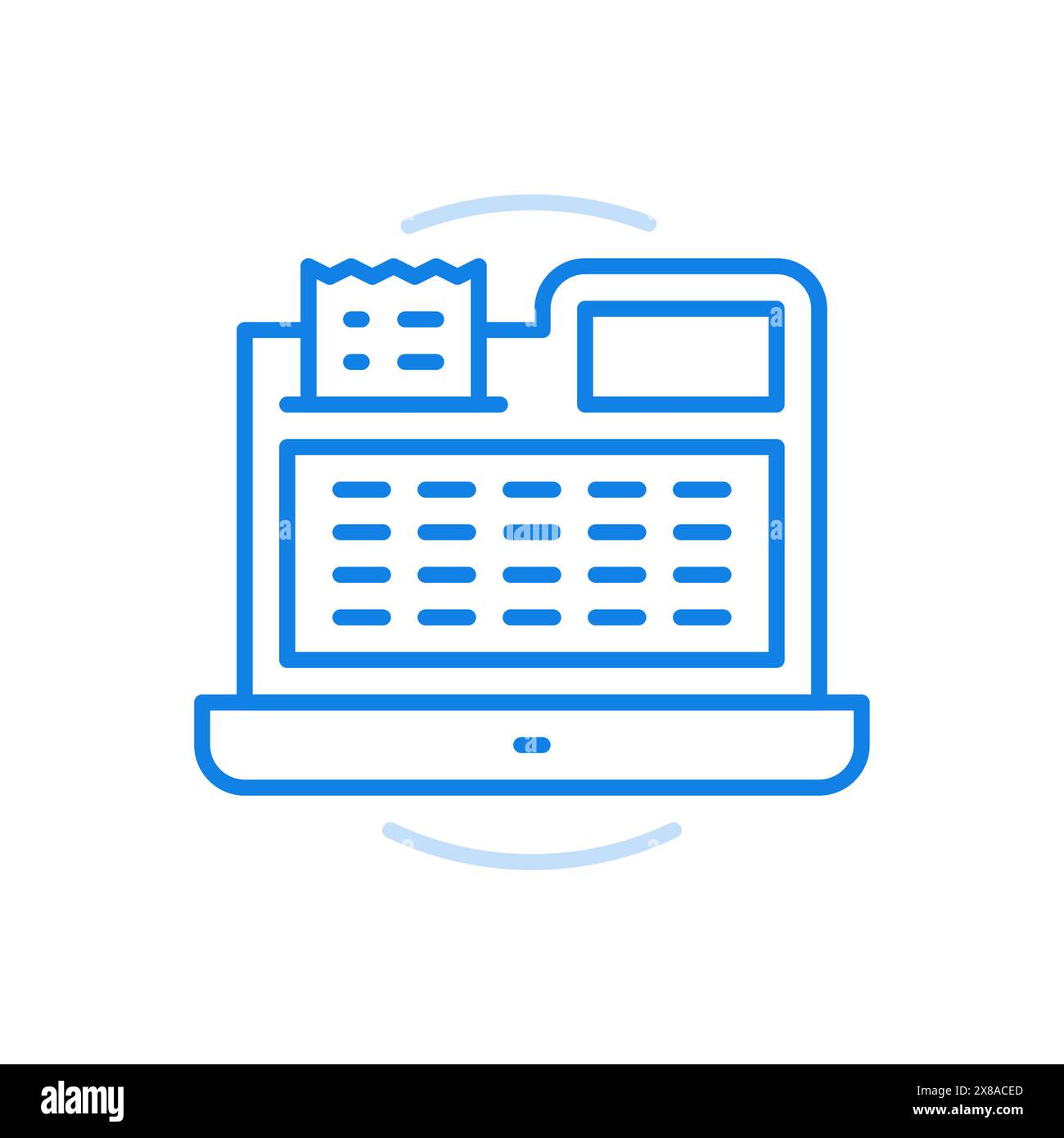 Cash register vector line icon. Official retail device. Equipment with ...