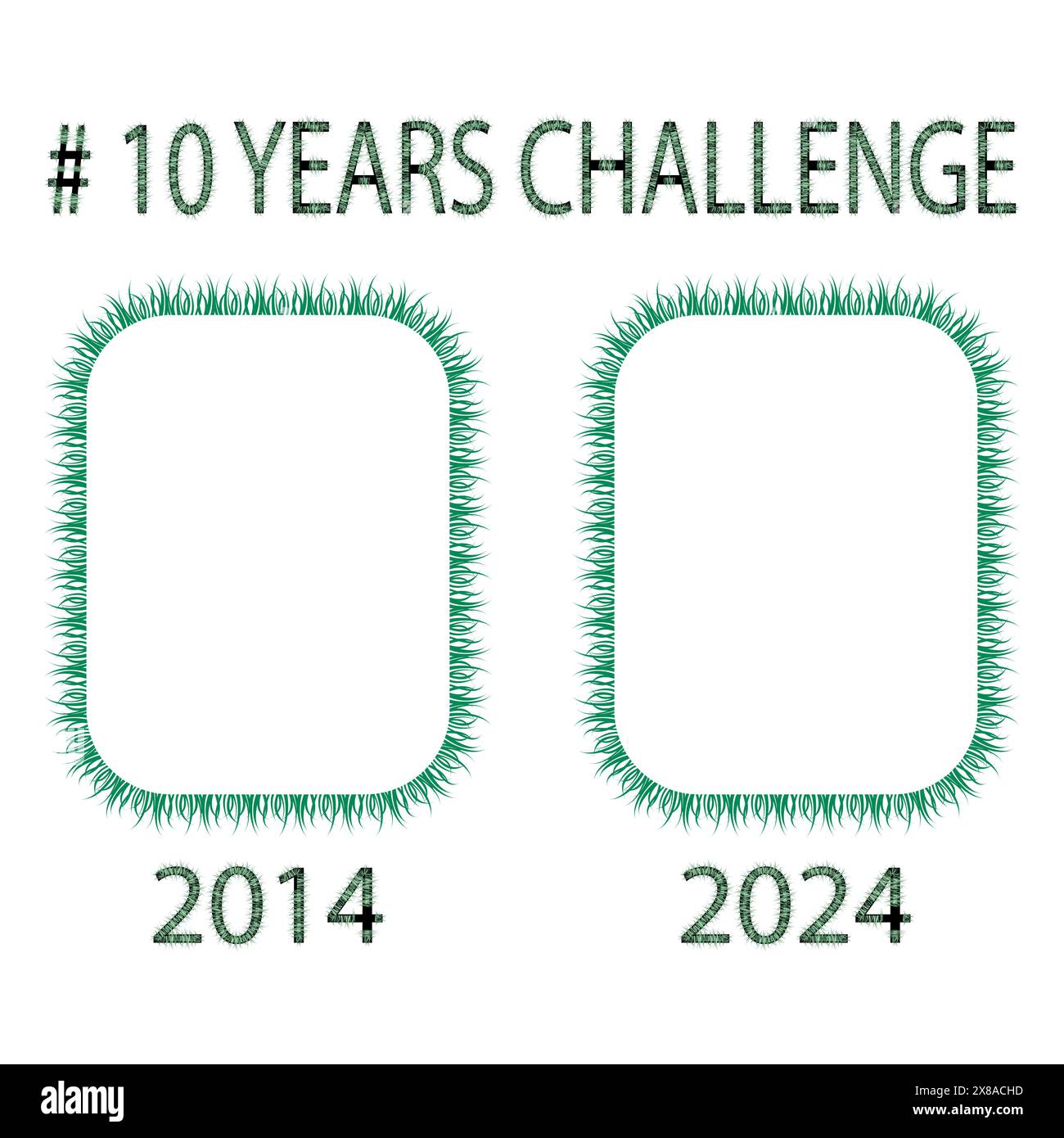 10 Years Challenge concept. Time passage illustration. 2014 to 2024 ...