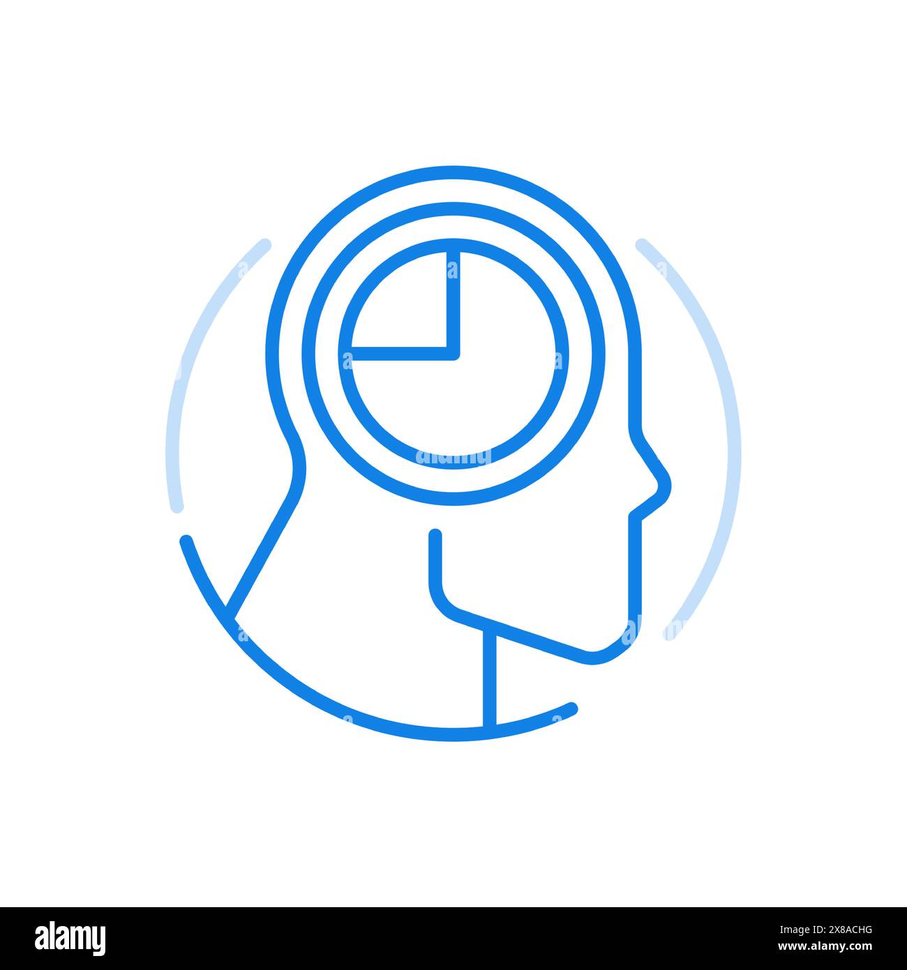 Human biological clock vector line icon. Time to sleep and wake up with ...