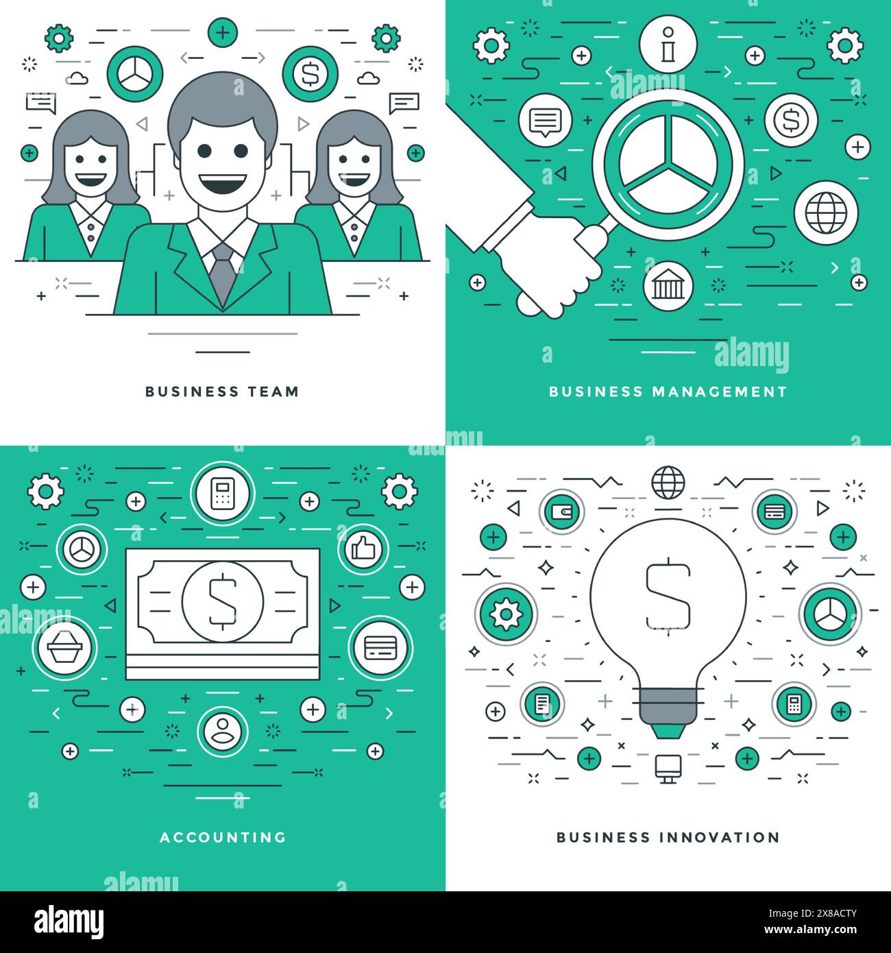 Flat line Management, Finance Accounting, Innovations, Business Team ...