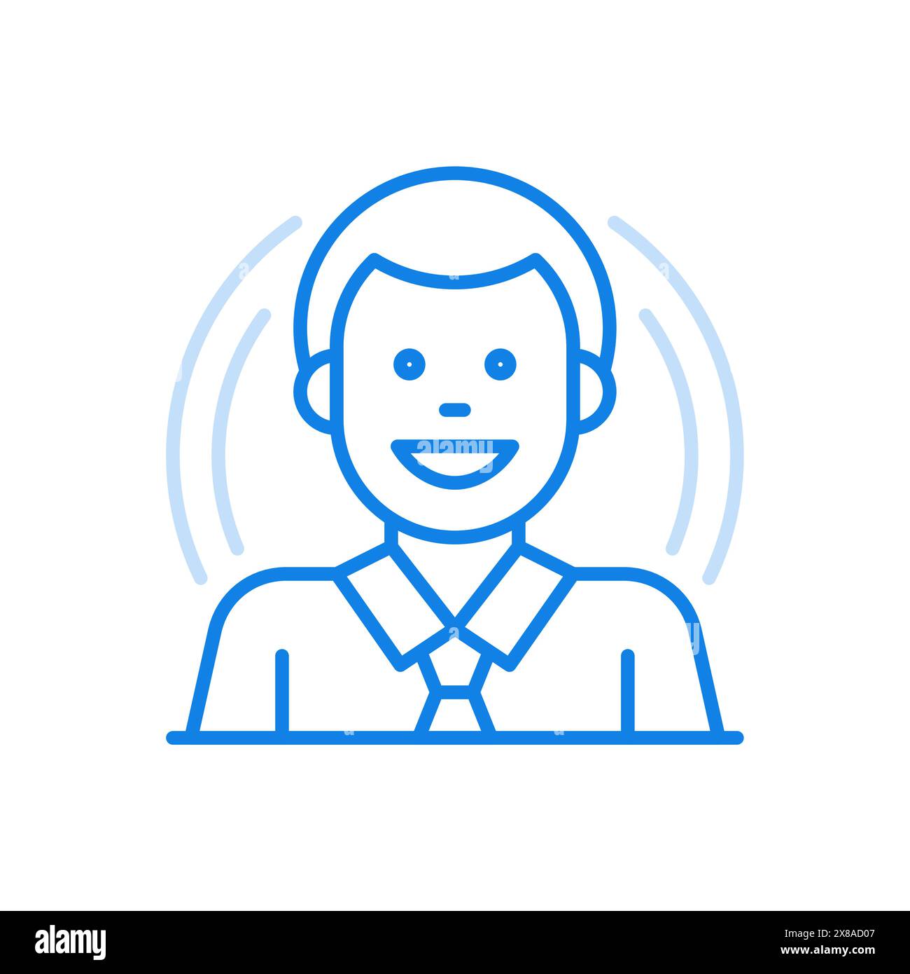 Smiling business character vector line icon. Avatar abstract profile ...
