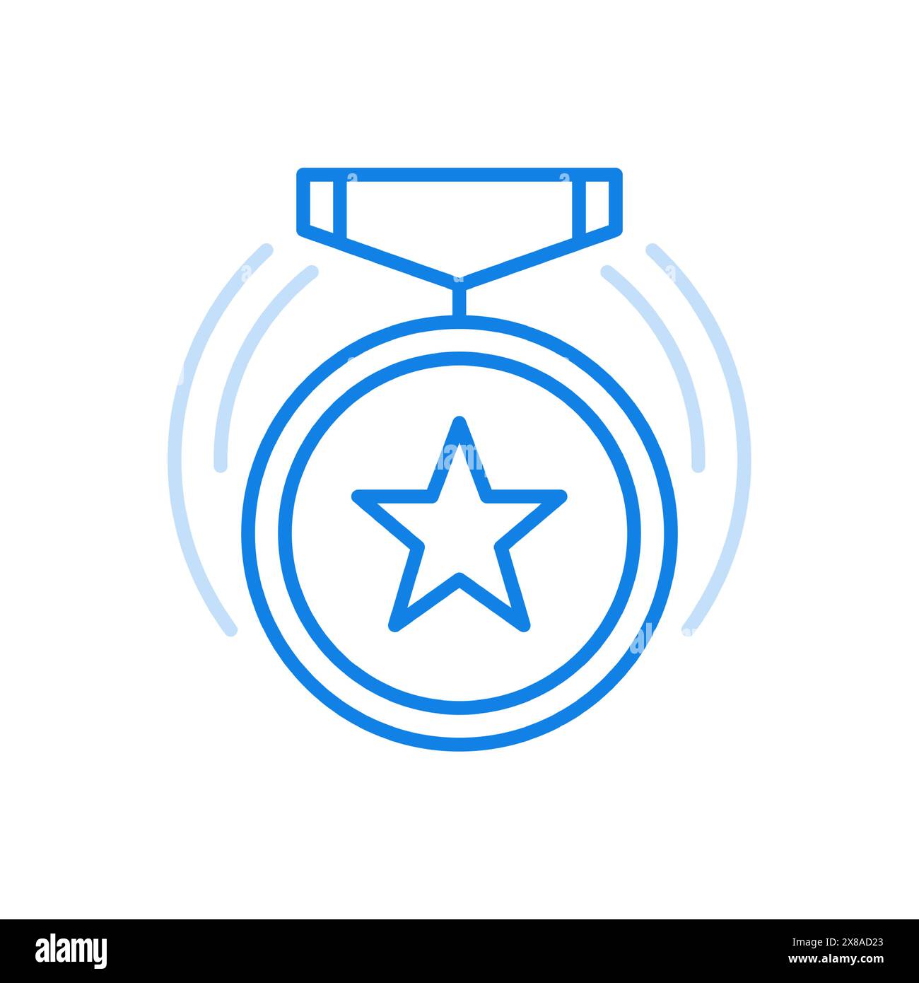 Medal with star vector line icon. Competition winner award. Quality ...