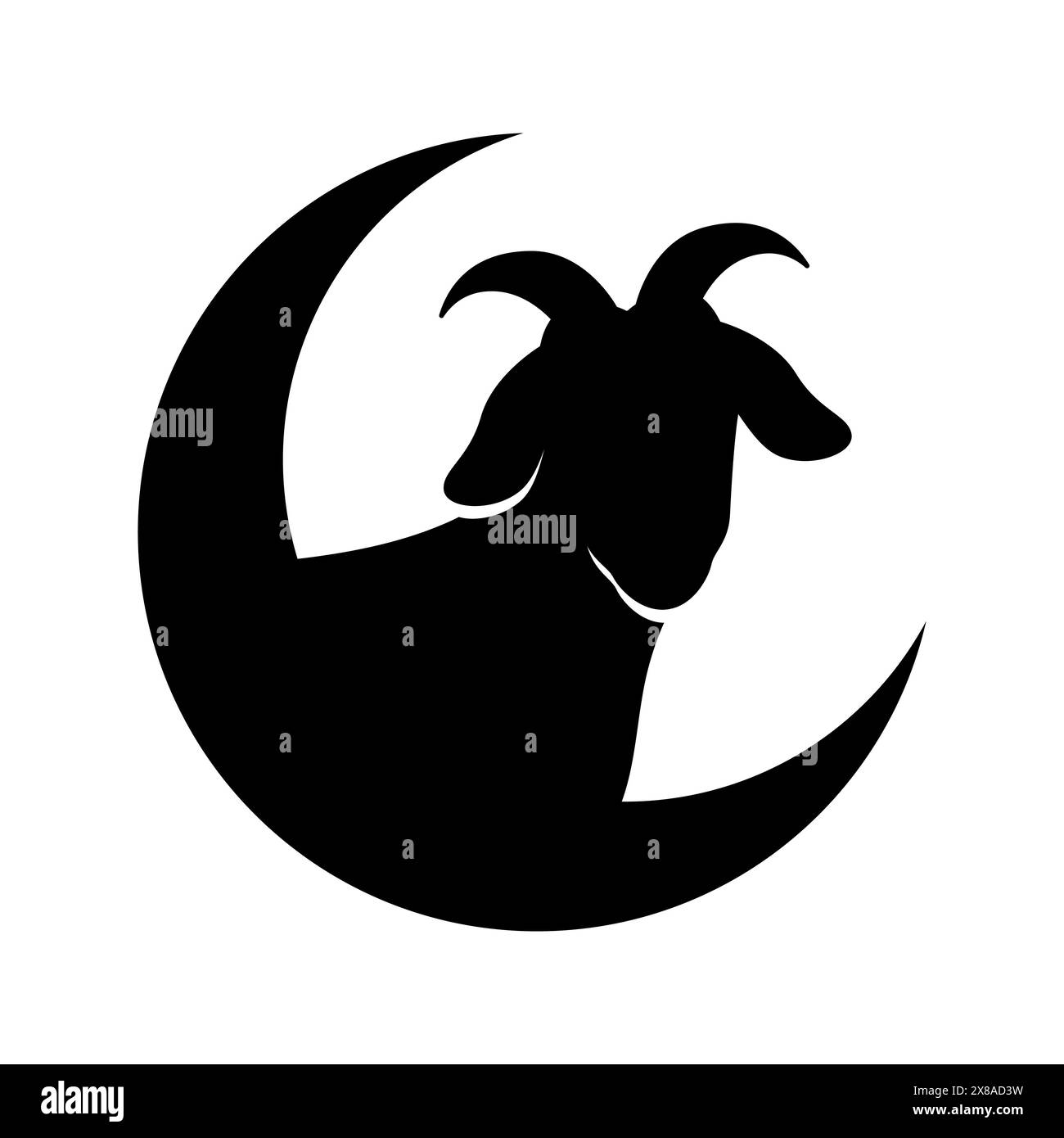 eid al adha symbol with goat and crescent vector illustration Stock ...