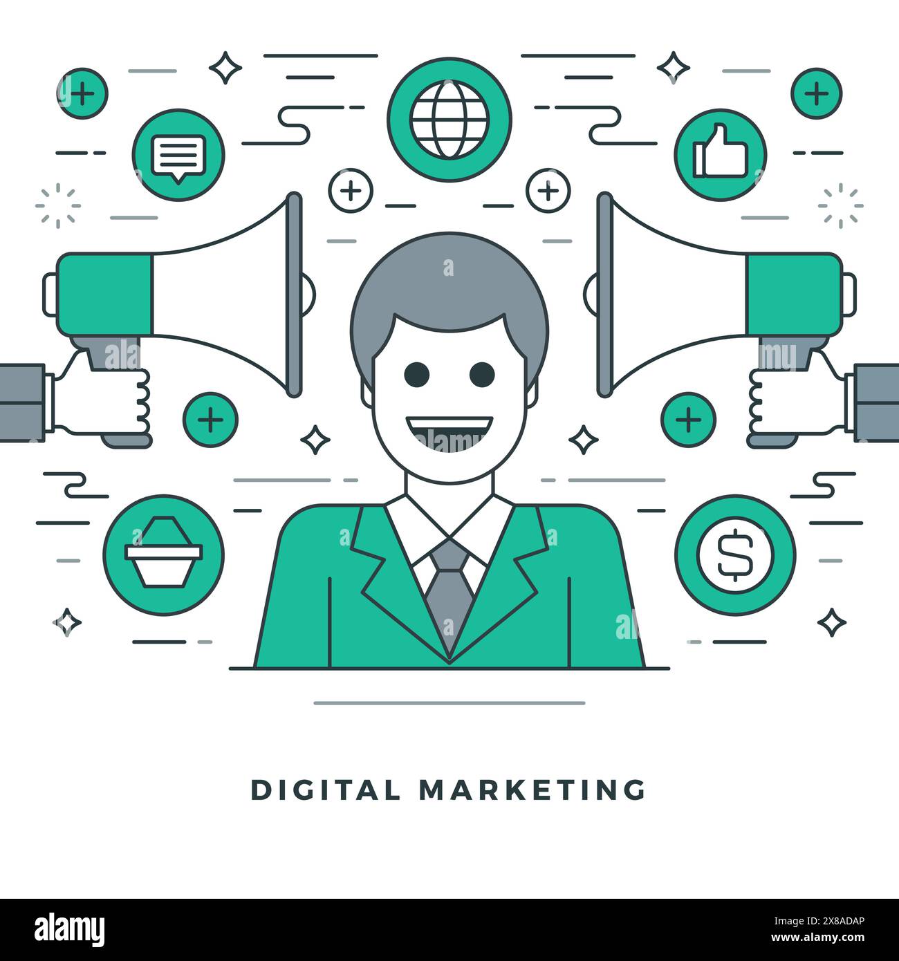 Flat line Vector illustration. Modern thin linear stroke icons. Website ...