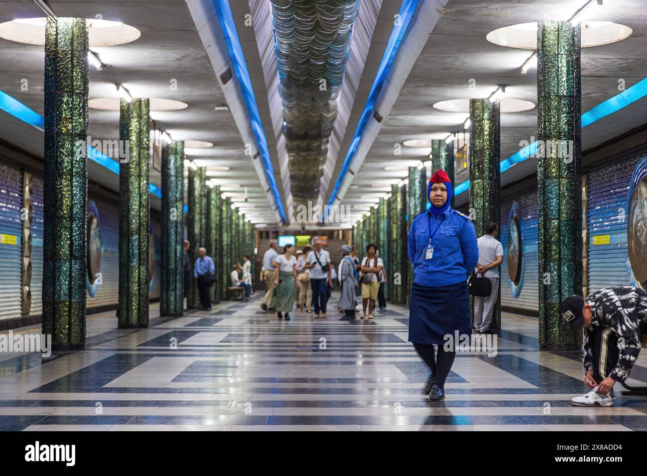 TASHKENT, UZBEKISTAN - MAY 6th 2024: Conductor in uniform at ...