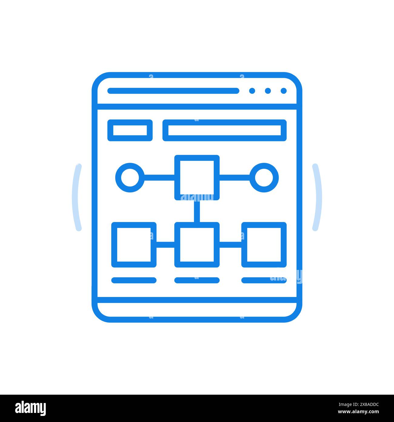 Wireframe website vector line icon. Square and rectangular connected ...
