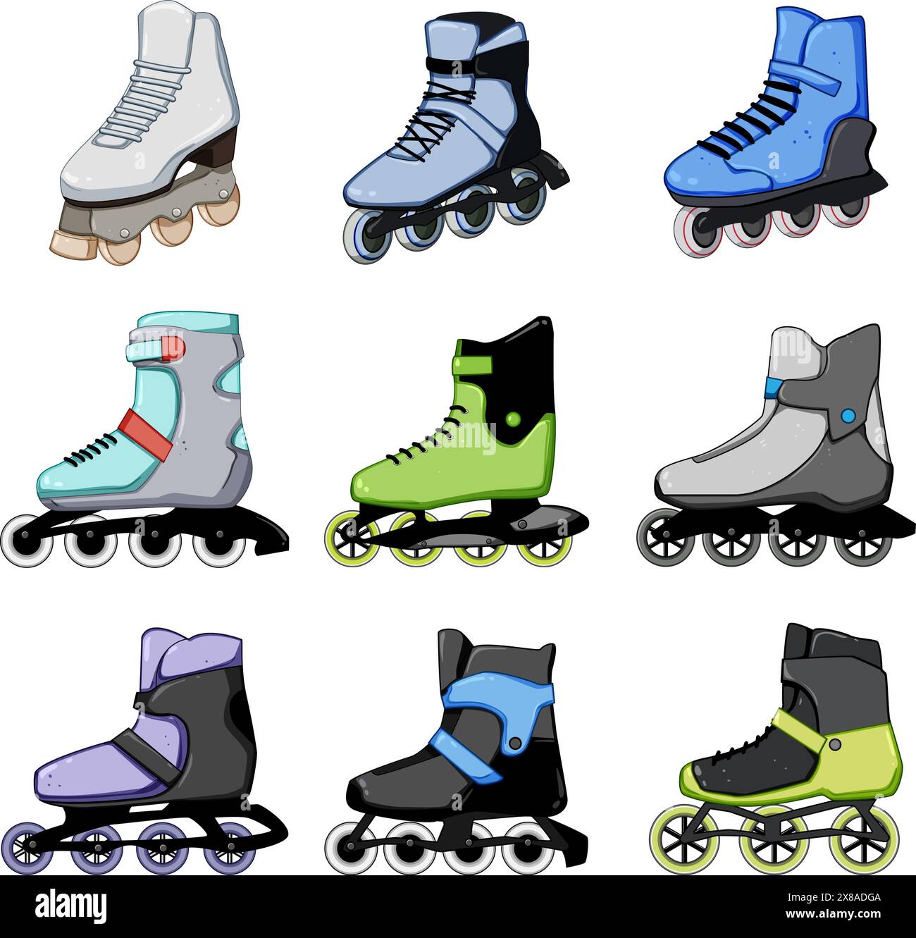inline skates set cartoon vector illustration Stock Vector Image & Art ...