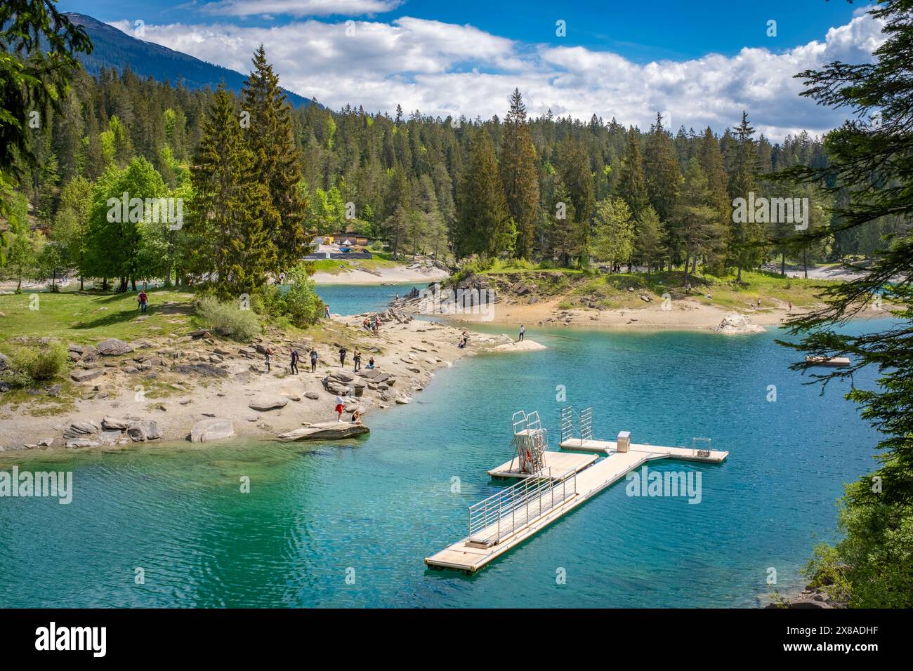 walking around the wonderful lake Caumasee in Switzerland Stock Photo ...