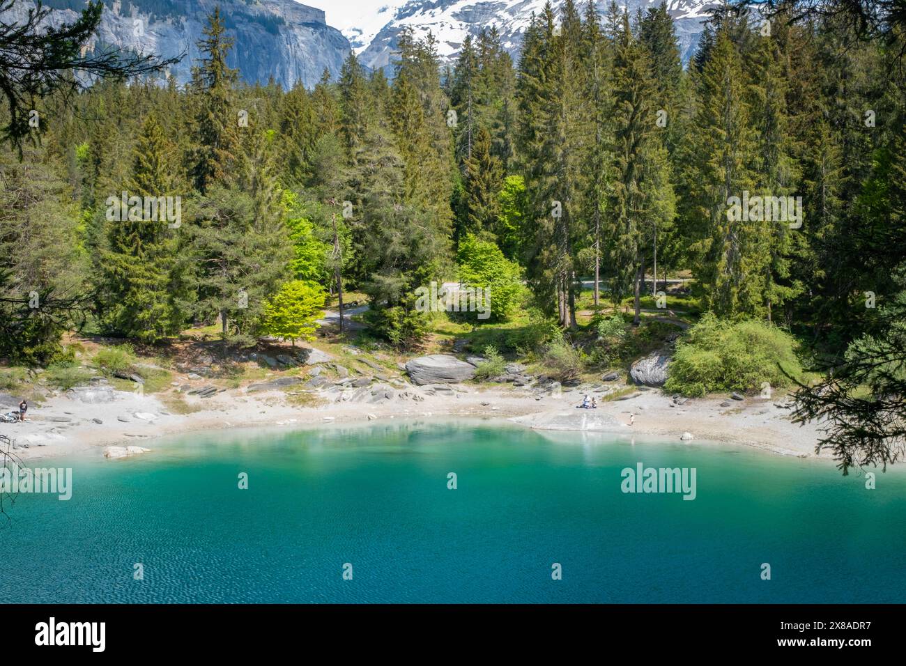walking around the wonderful lake Caumasee in Switzerland Stock Photo ...