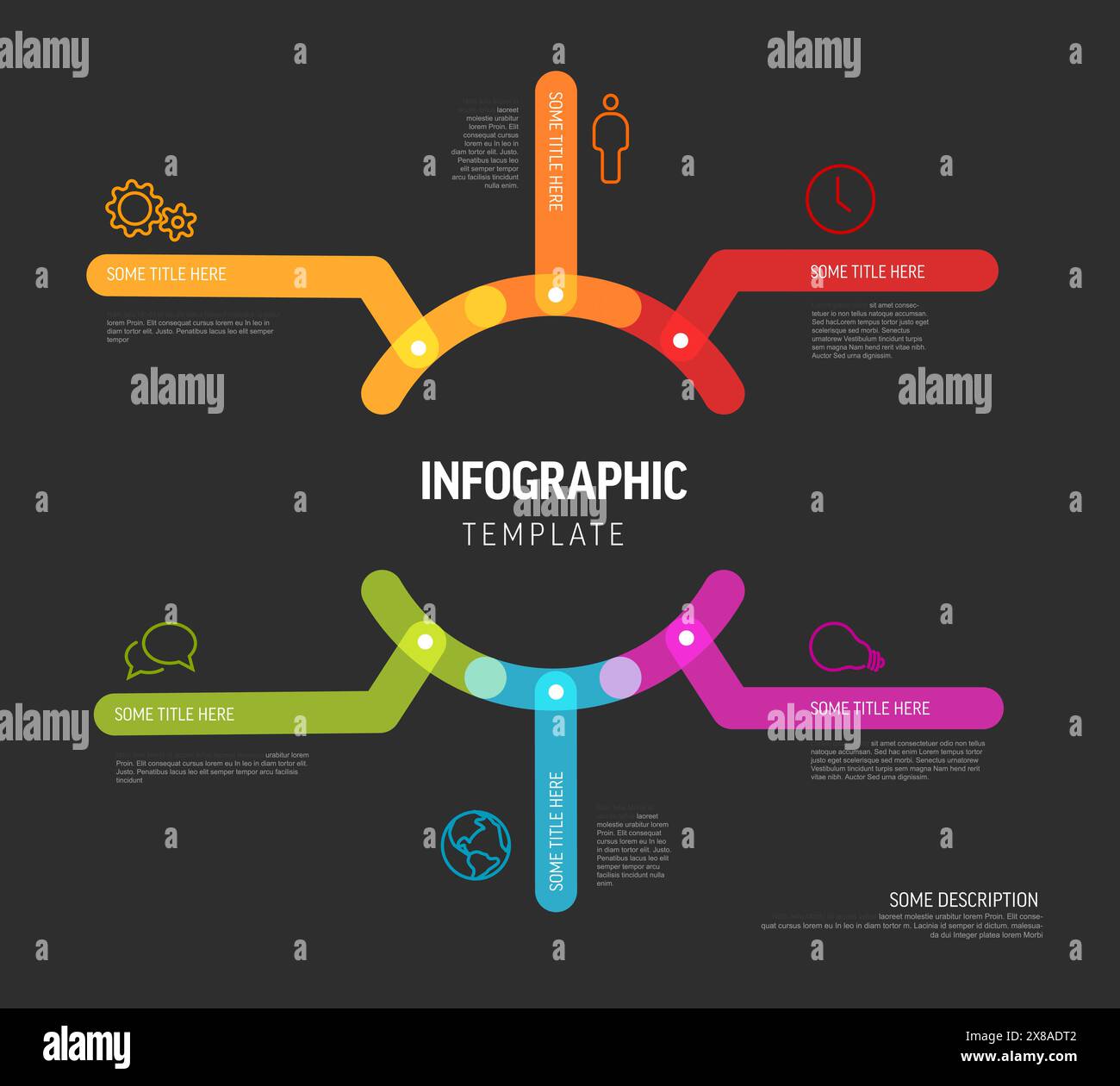 Vector Infographic diagram template made from lines and icons - big ...