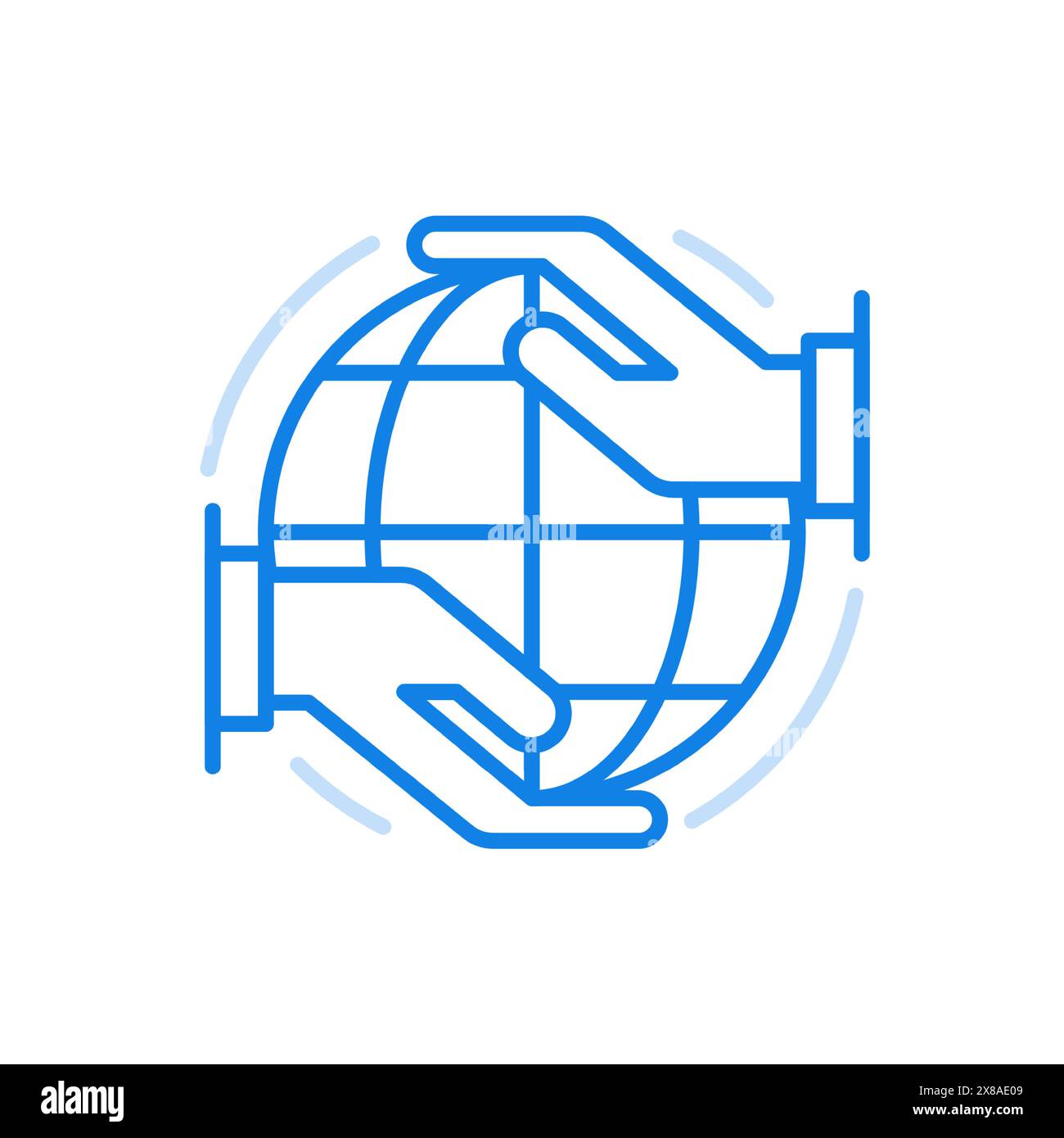 Caring for planet vector line icon. Global concern protection of ...