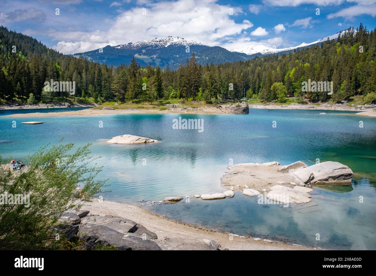 walking around the wonderful lake Caumasee in Switzerland Stock Photo ...