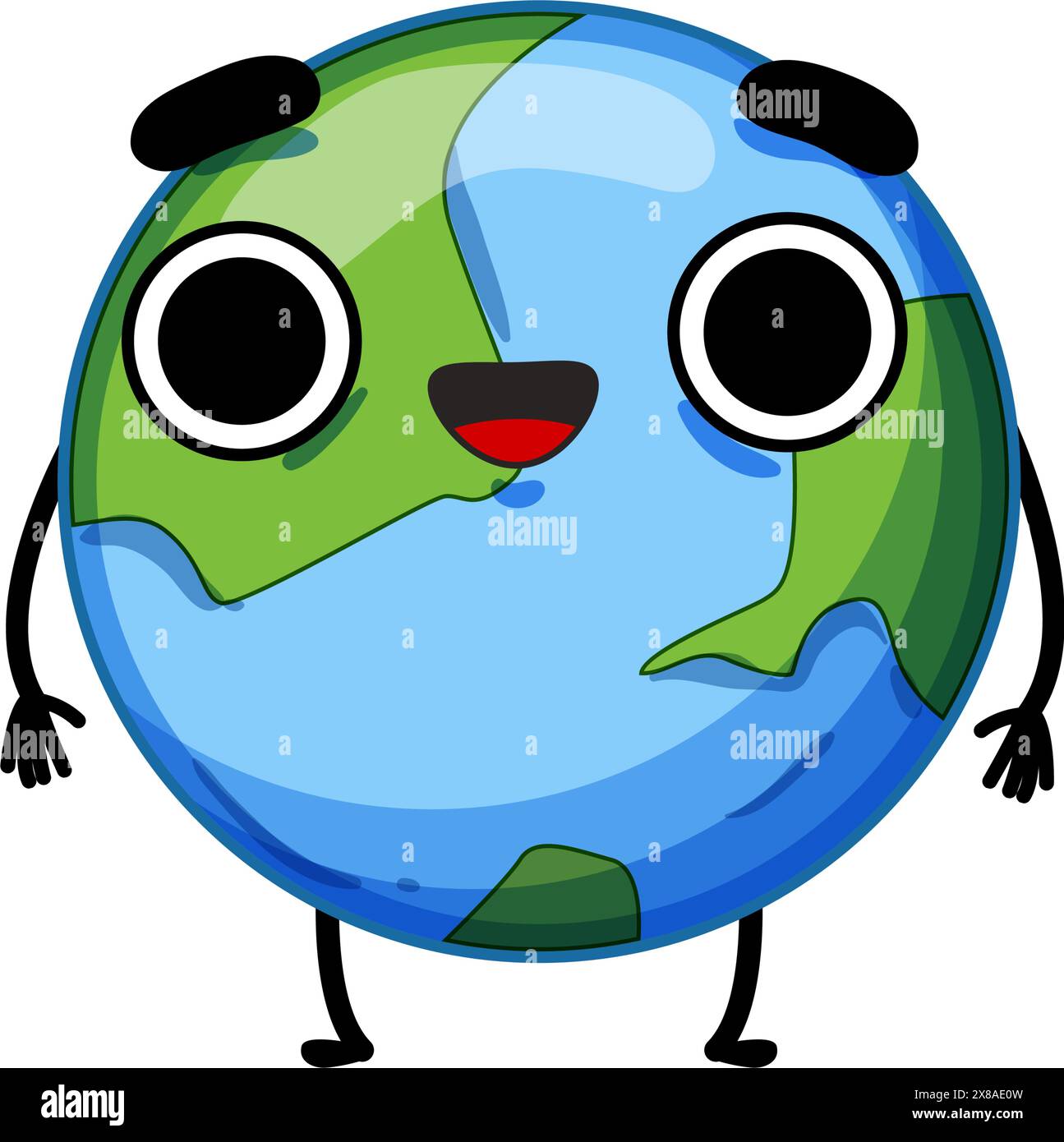 happy earth planet character cartoon vector illustration Stock Vector ...