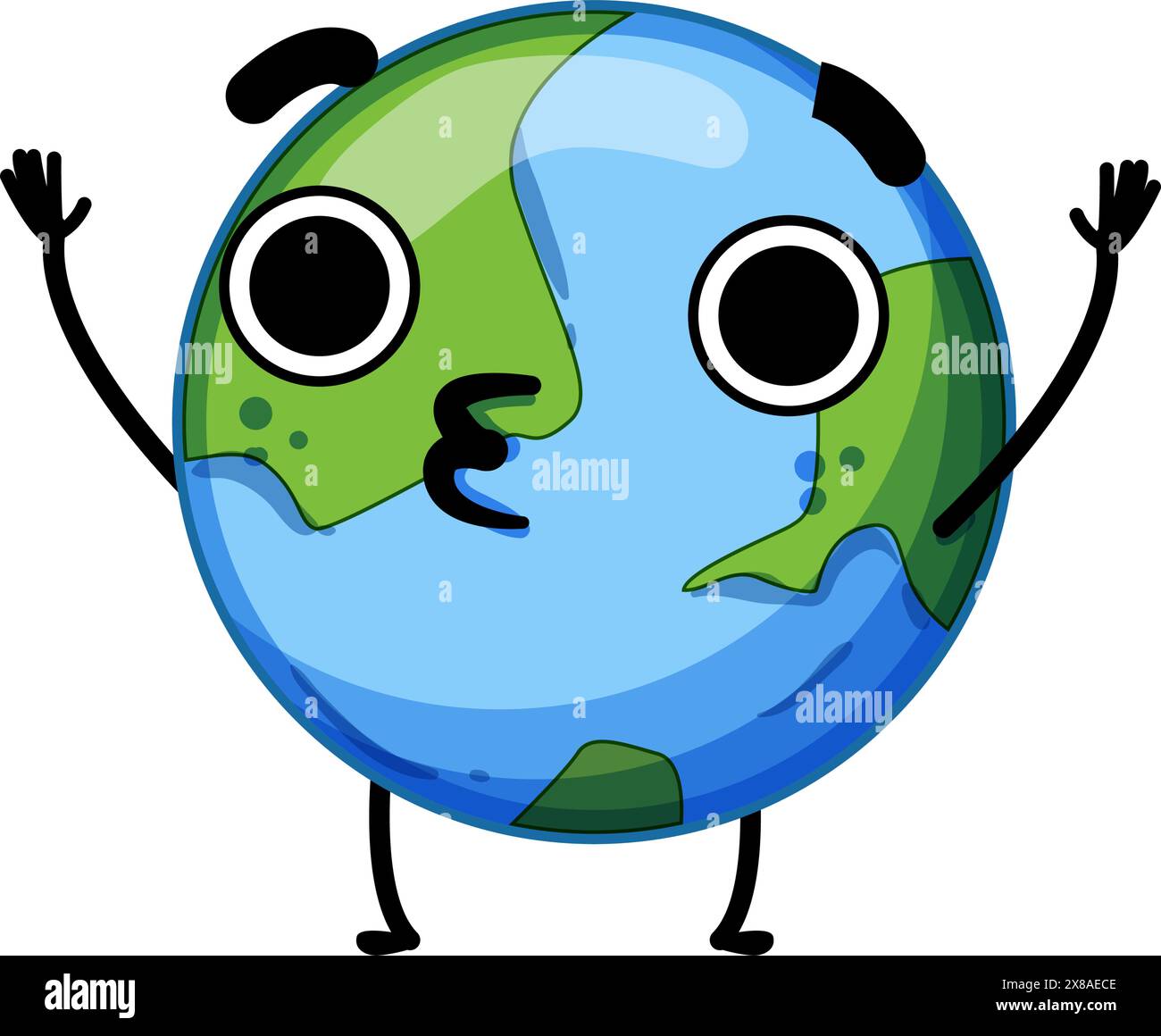 cute earth planet character cartoon vector illustration Stock Vector ...