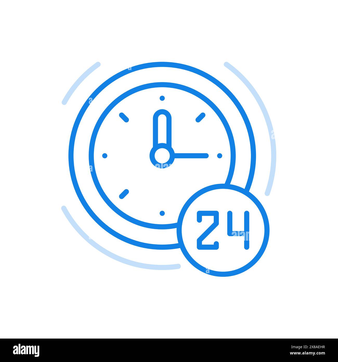 24 hour work schedule vecto line icon. Constant support for customers ...