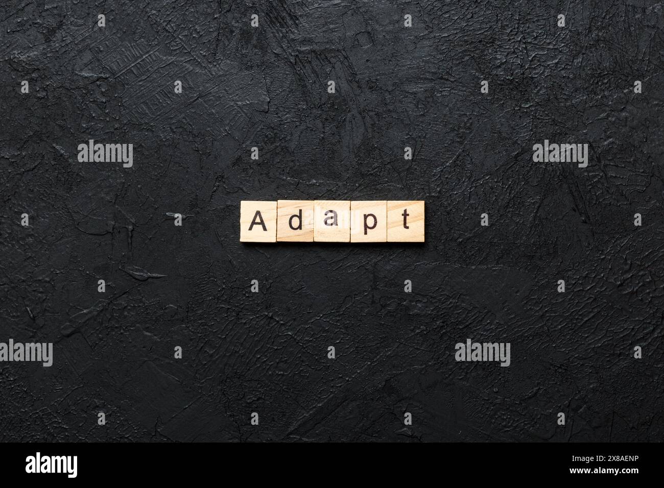 ADAPT word written on wood block. ADAPT text on cement table for your ...
