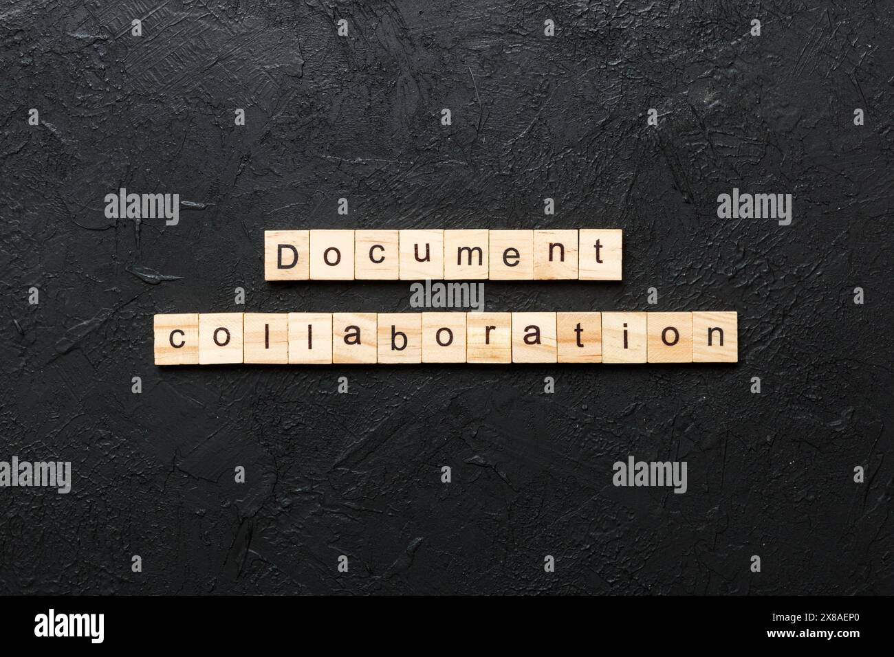 Document Collaboration word written on wood block. Document ...