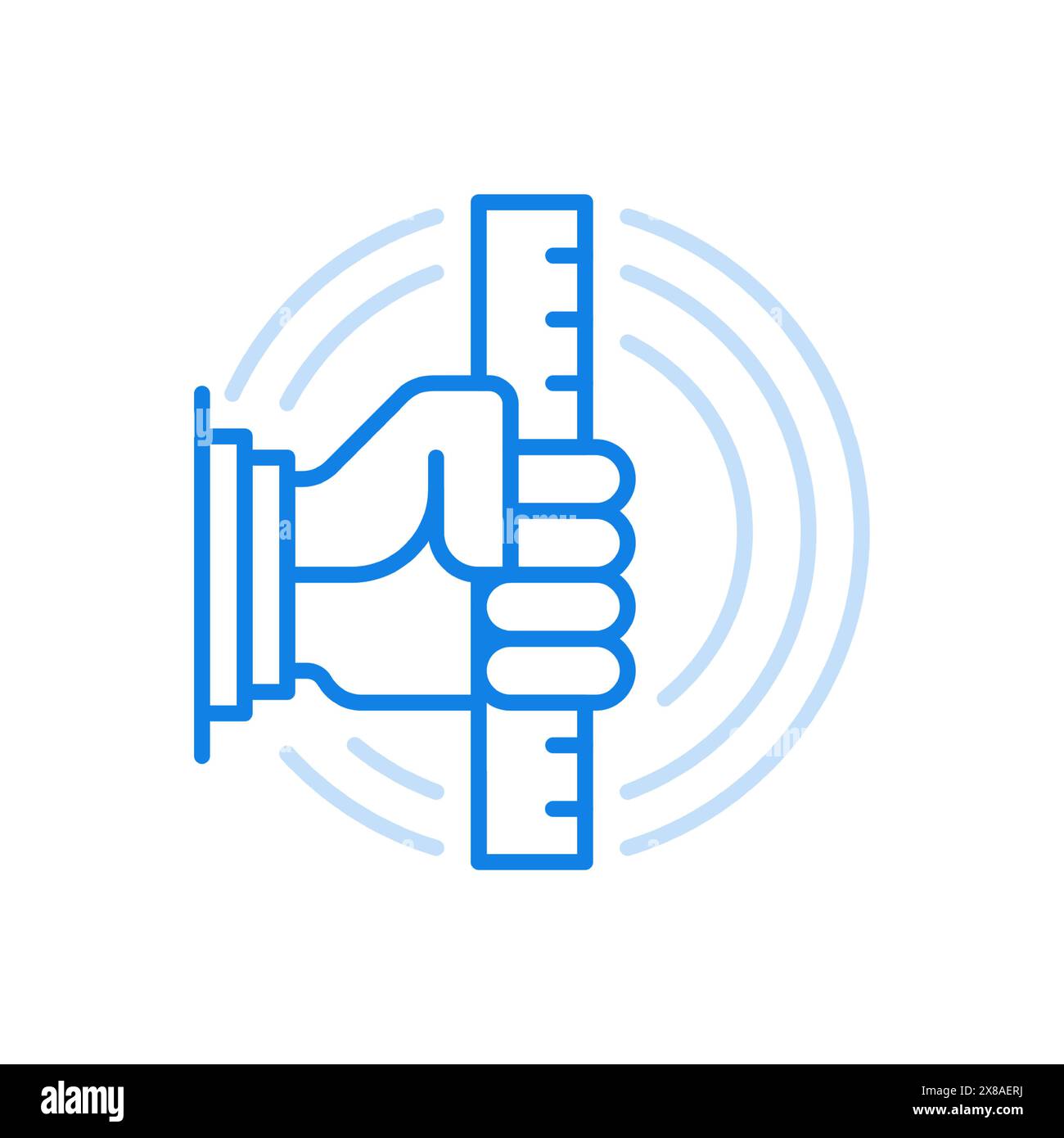 Man holding measuring with pencil Stock Vector Images - Alamy