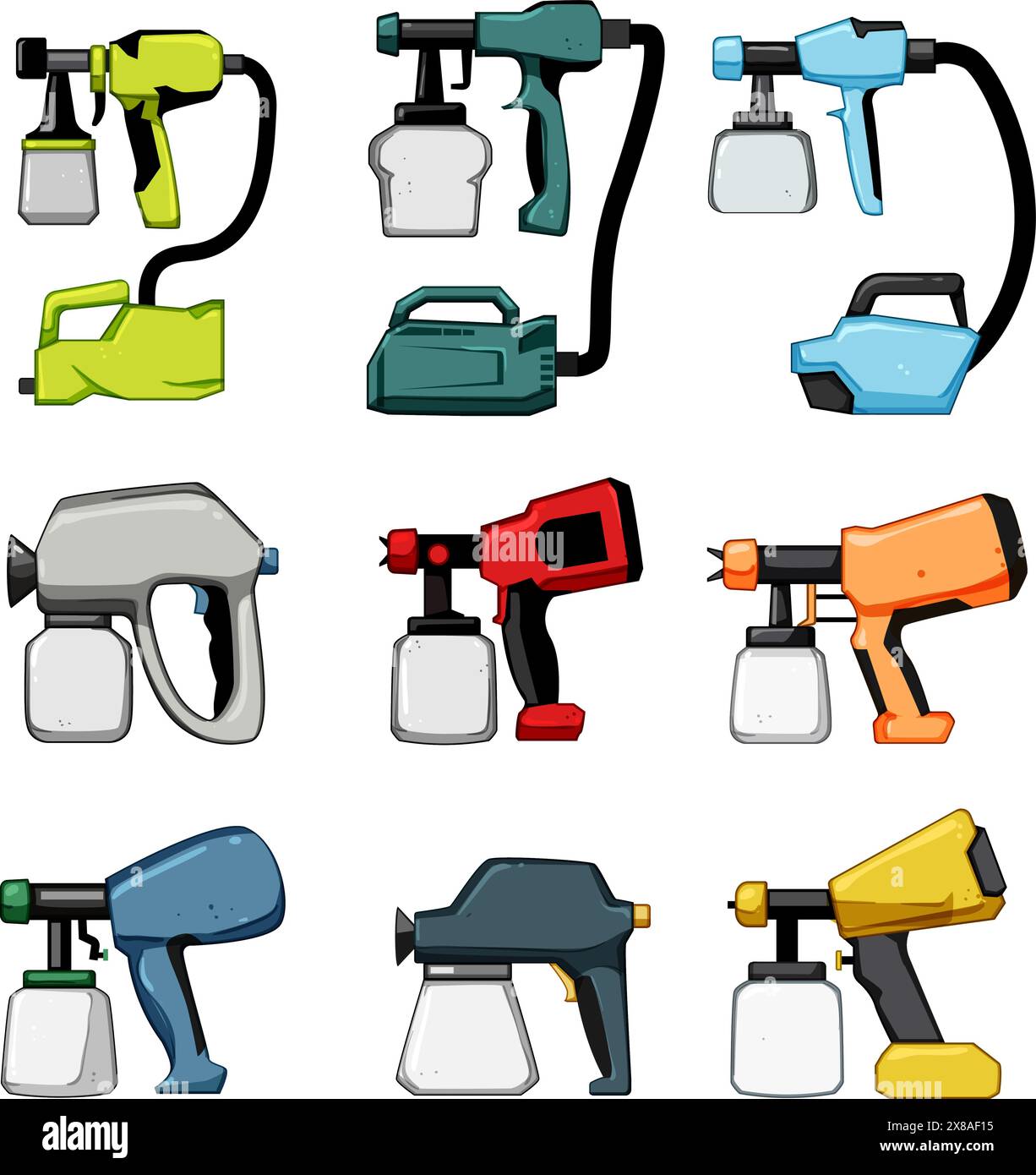 paint sprayer set cartoon vector illustration Stock Vector Image & Art ...