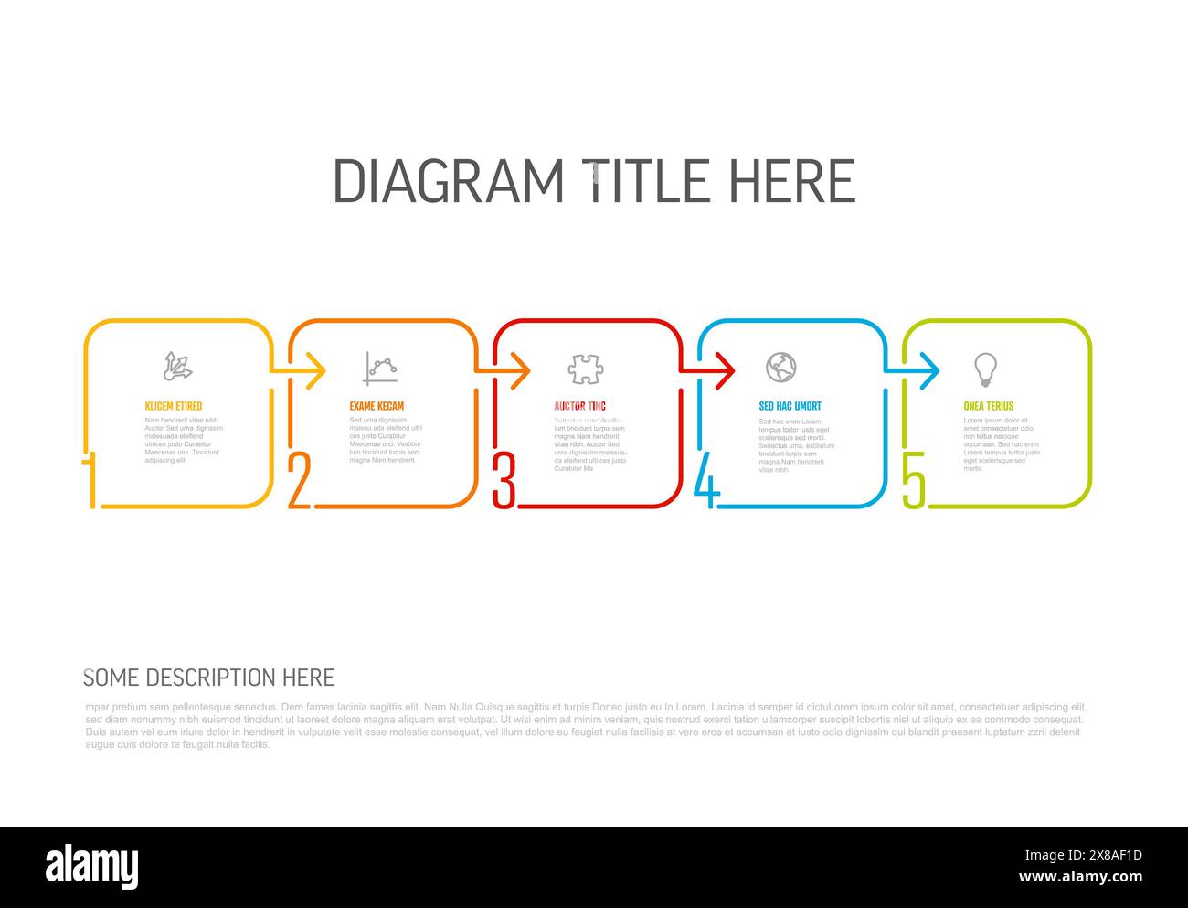Vector process progress template diagram schema with five steps icons ...