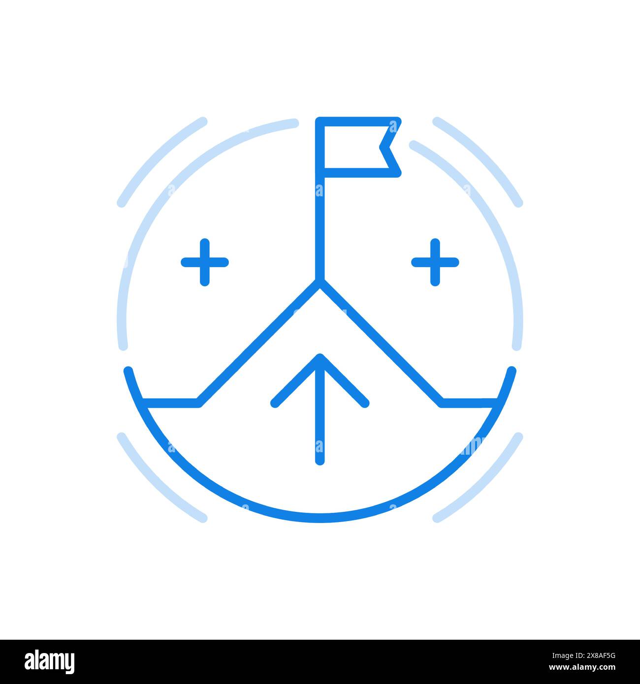 Successful career climbing vector line icon. Leadership achievement in ...
