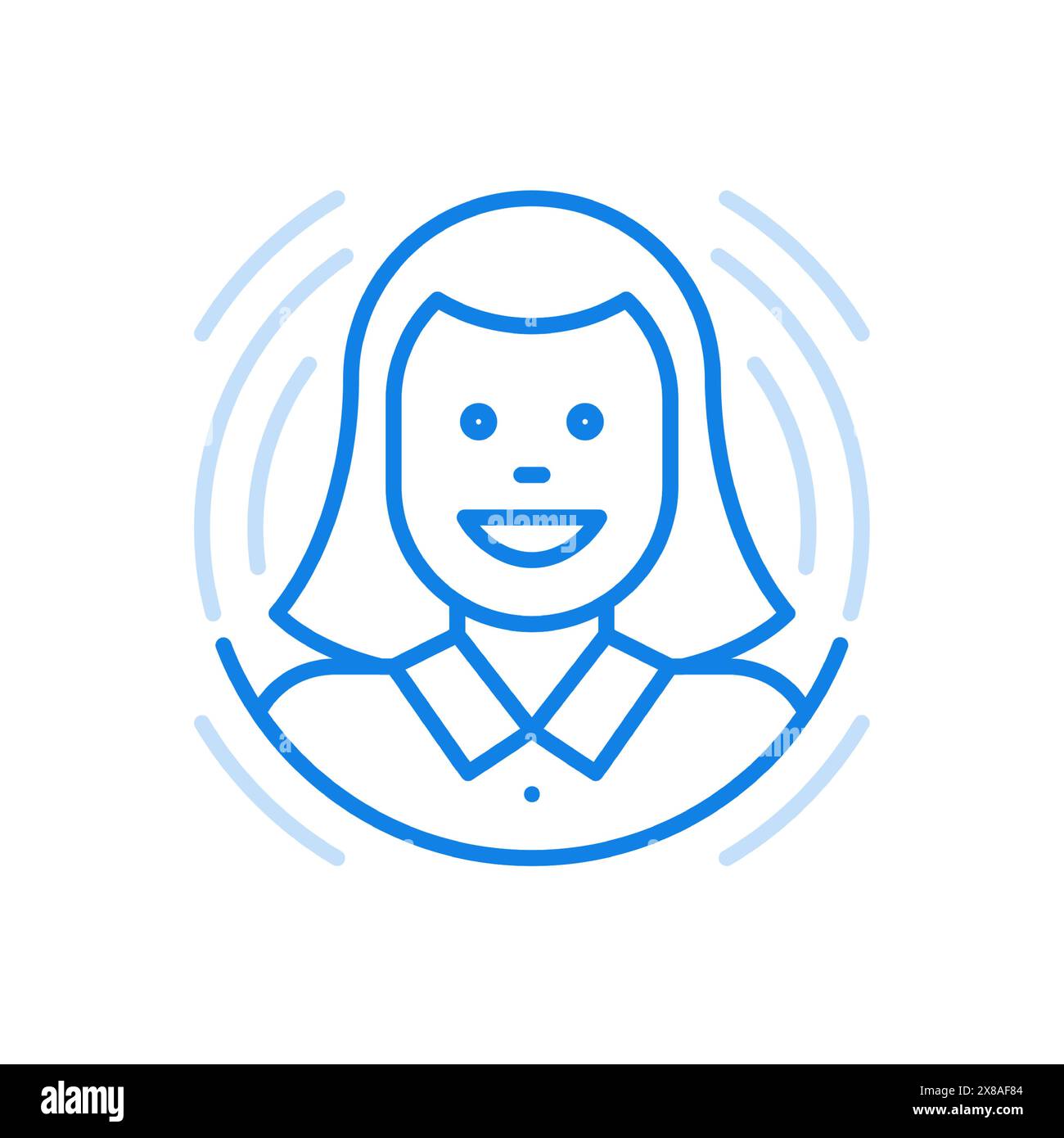 Avatar character vector line icon. Social media female user portrait ...