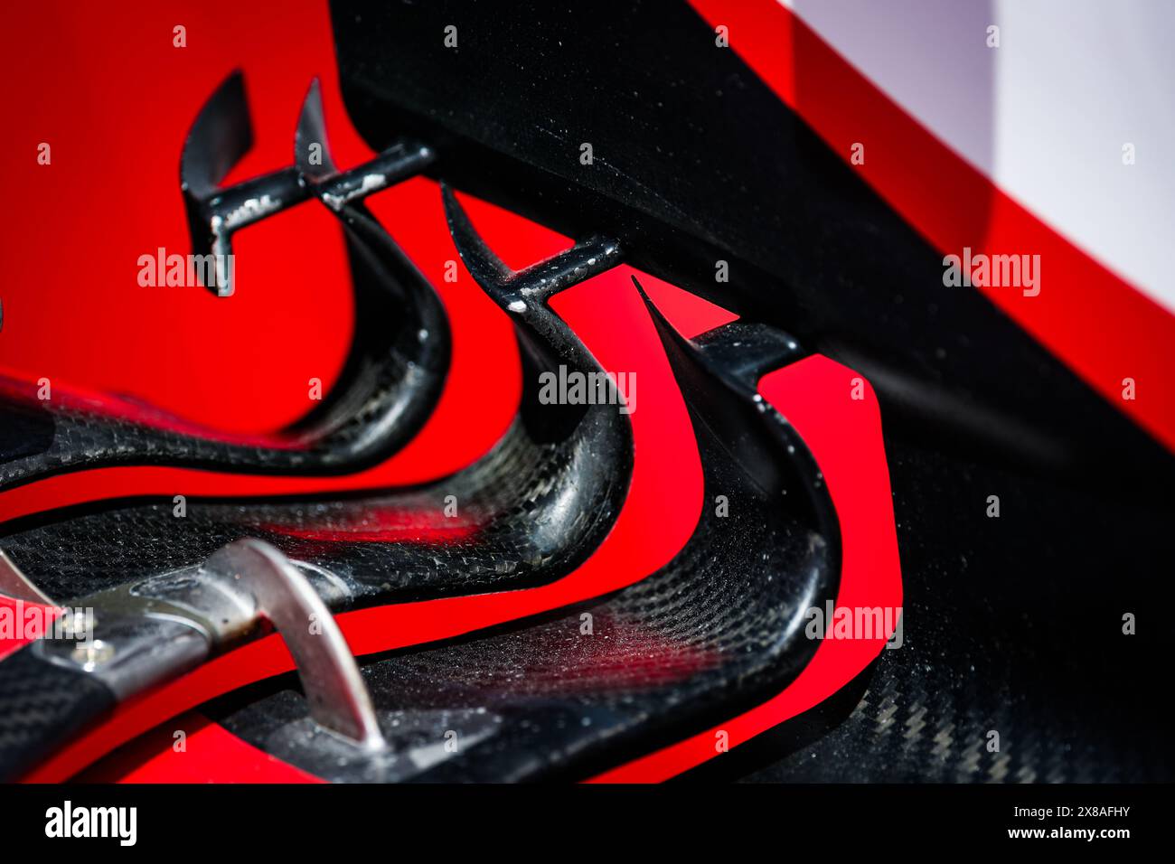 Haas F1 Team VF-24 Ferrari, Mechanical detail of the front wing during ...