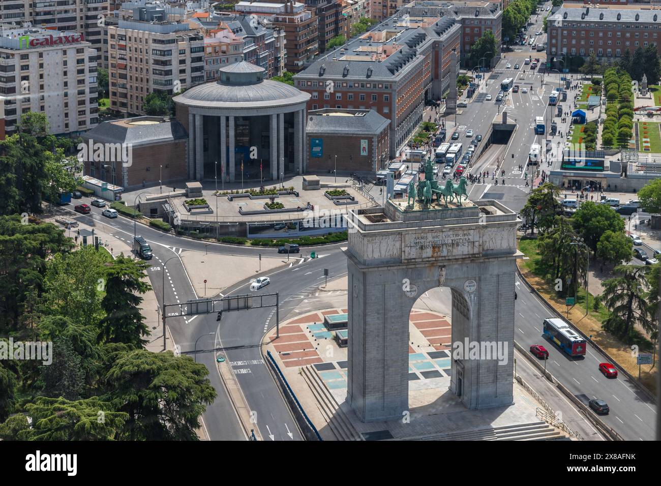 A view from the Observation Deck of the Moncloa tower over Victory Arch ...