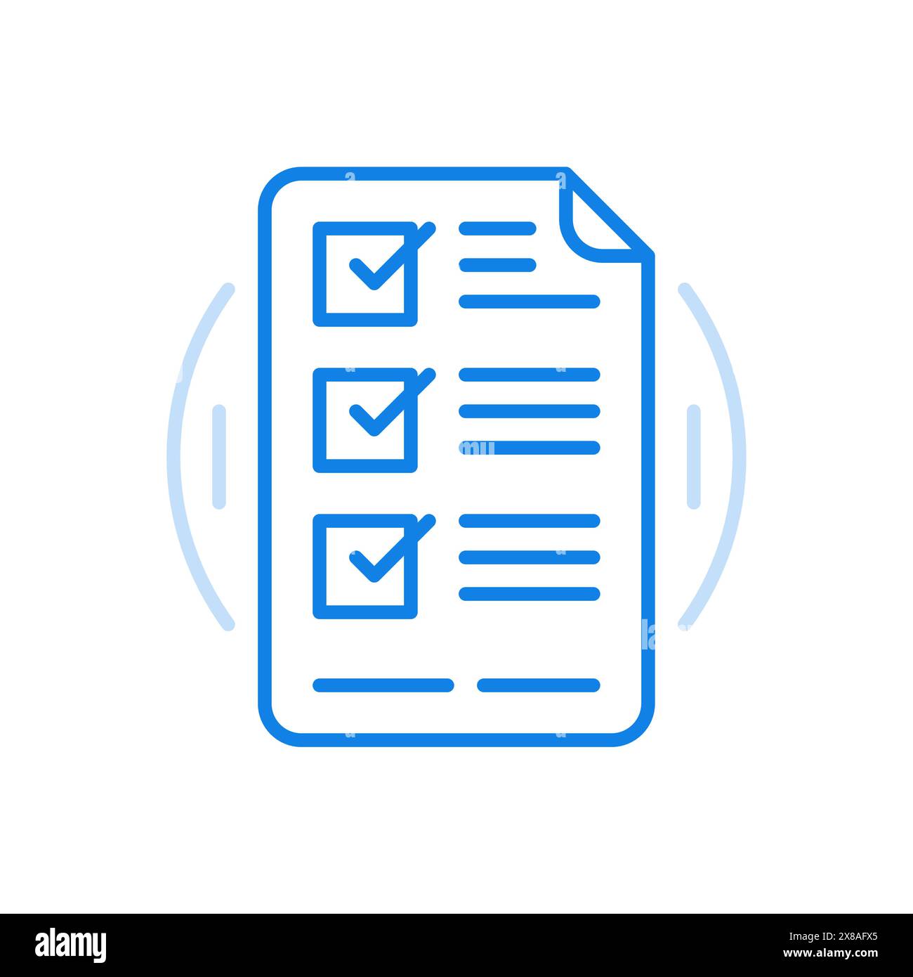 Worksheet with tests vector line icon. Checklist of questions with ...