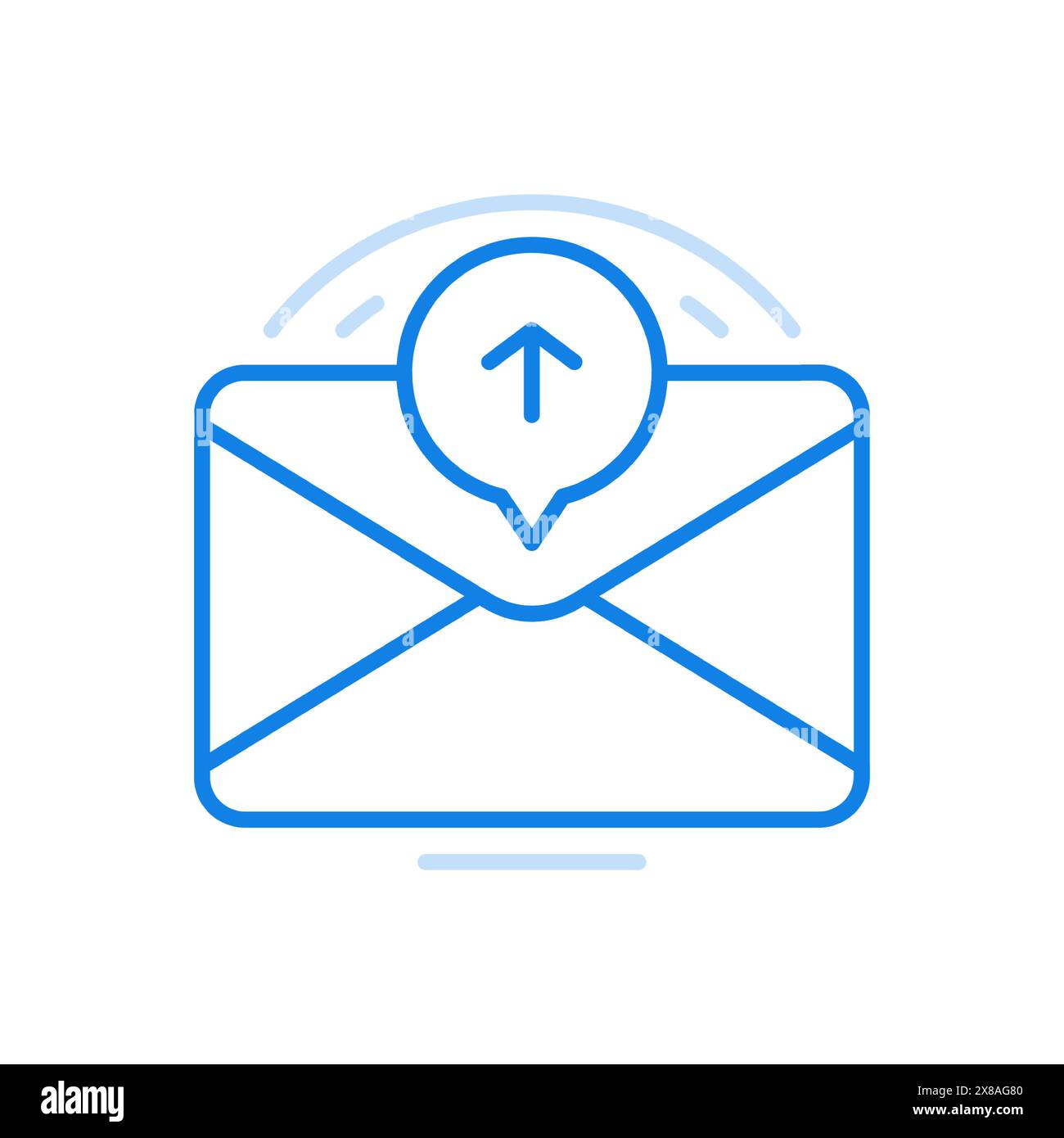 Sending letter by email vector line icon. Closed envelope with arrow in ...