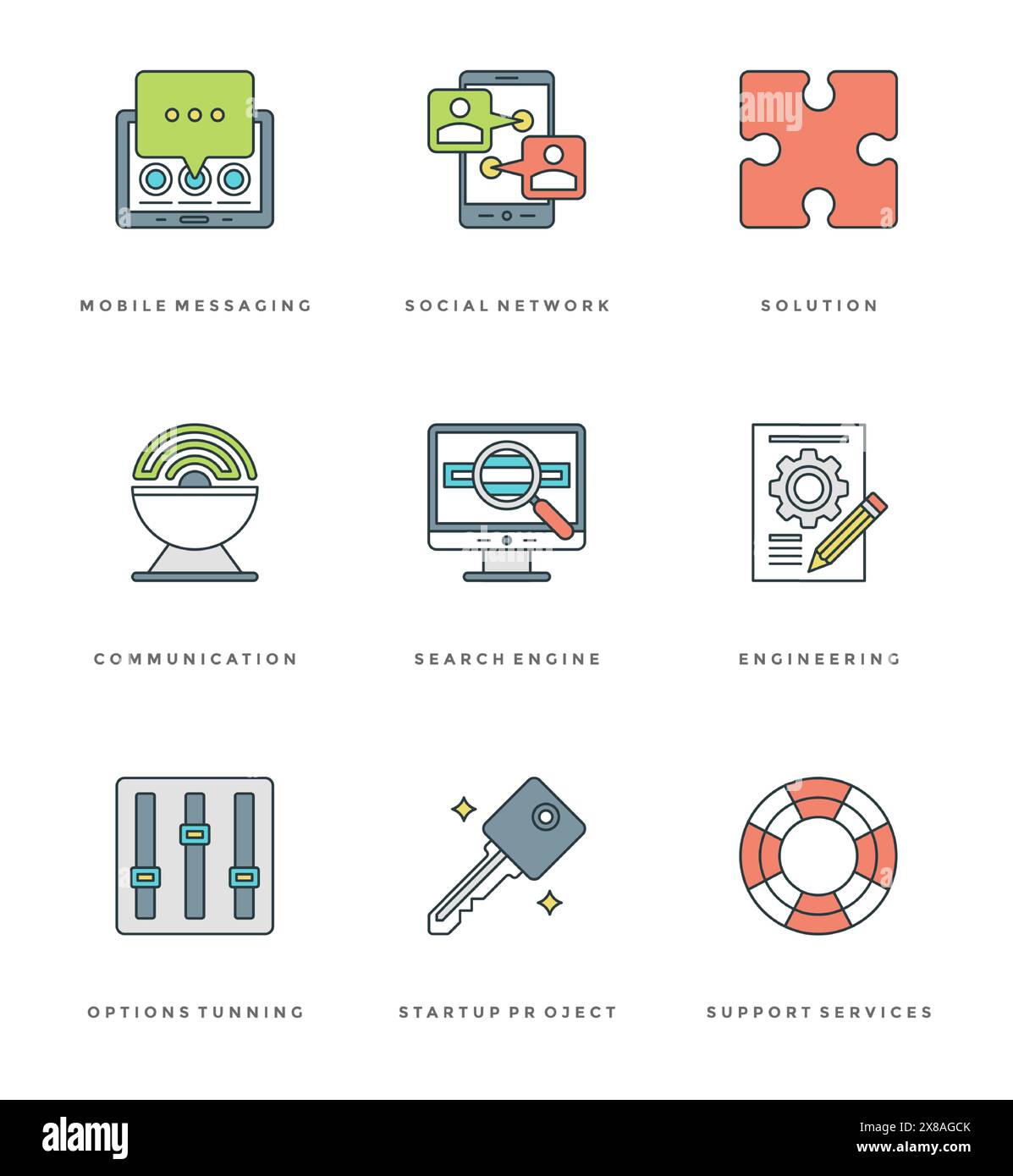 Flat line simple icons set. Thin linear stroke vector Essentials objects symbols. For website ...